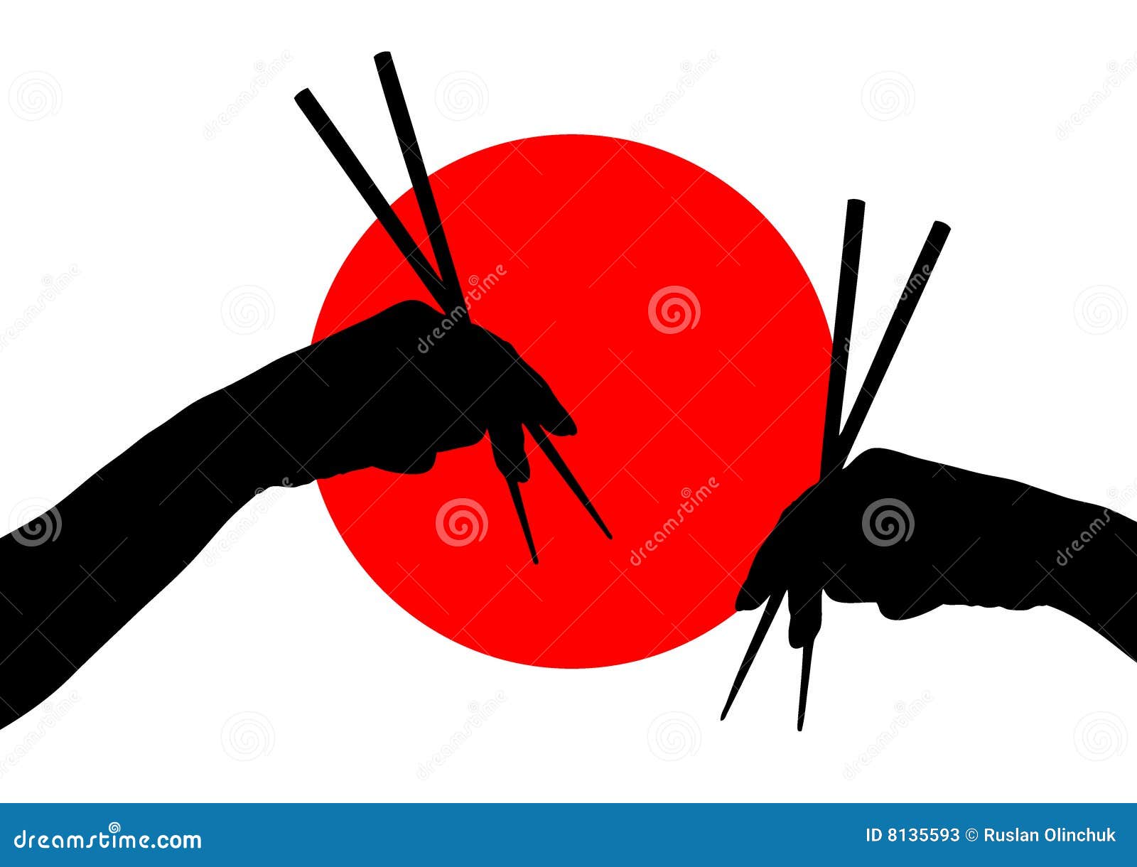 Hands with chopstick stock vector. Illustration of isolated - 8135593