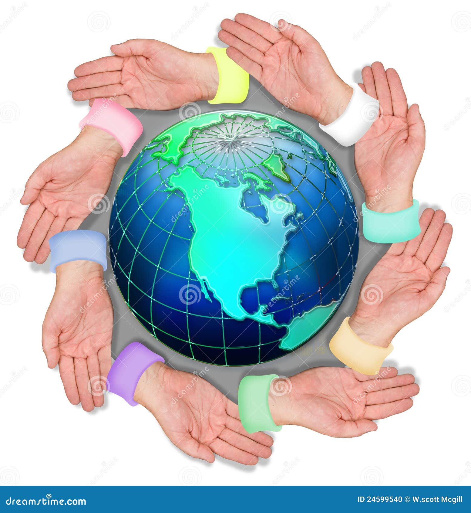 Hands circling world globe stock photo. Image of hands - 24599540
