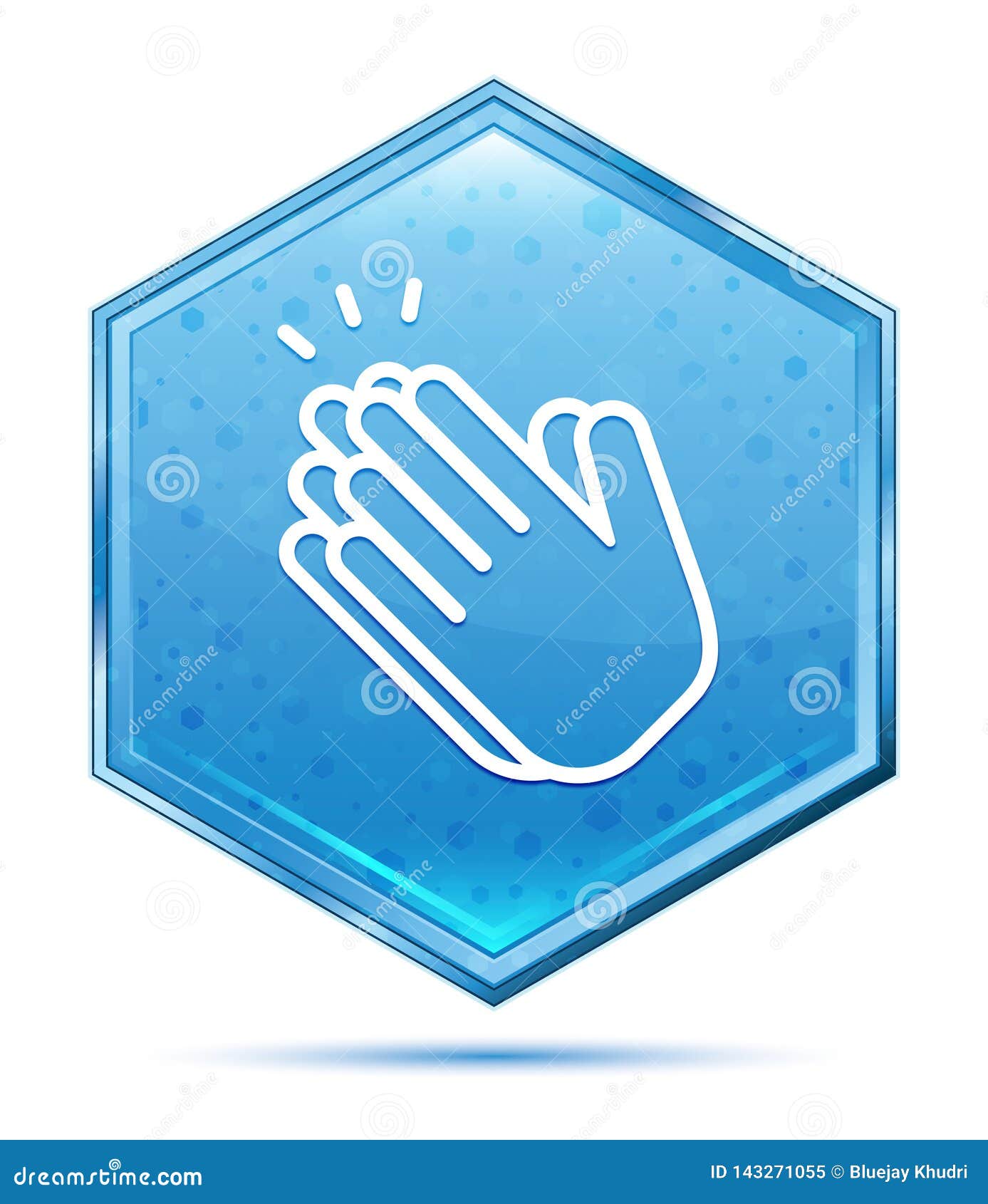 Hands Clap Icon Crystal Blue Hexagon Button Stock Illustration ...