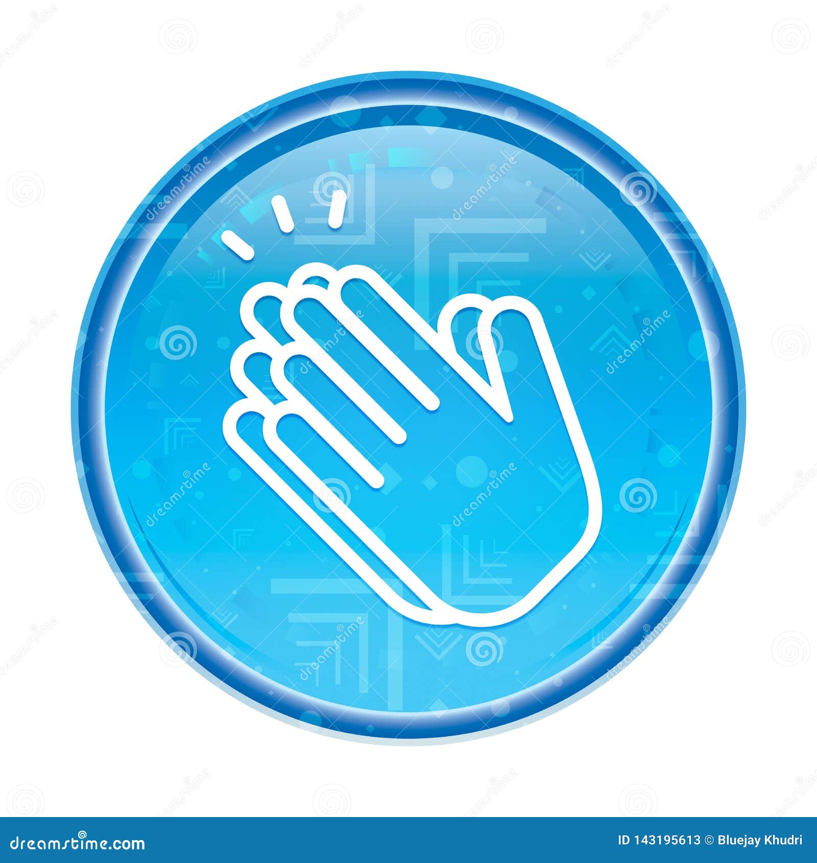 Hands Clap Icon Floral Blue Round Button Stock Illustration ...