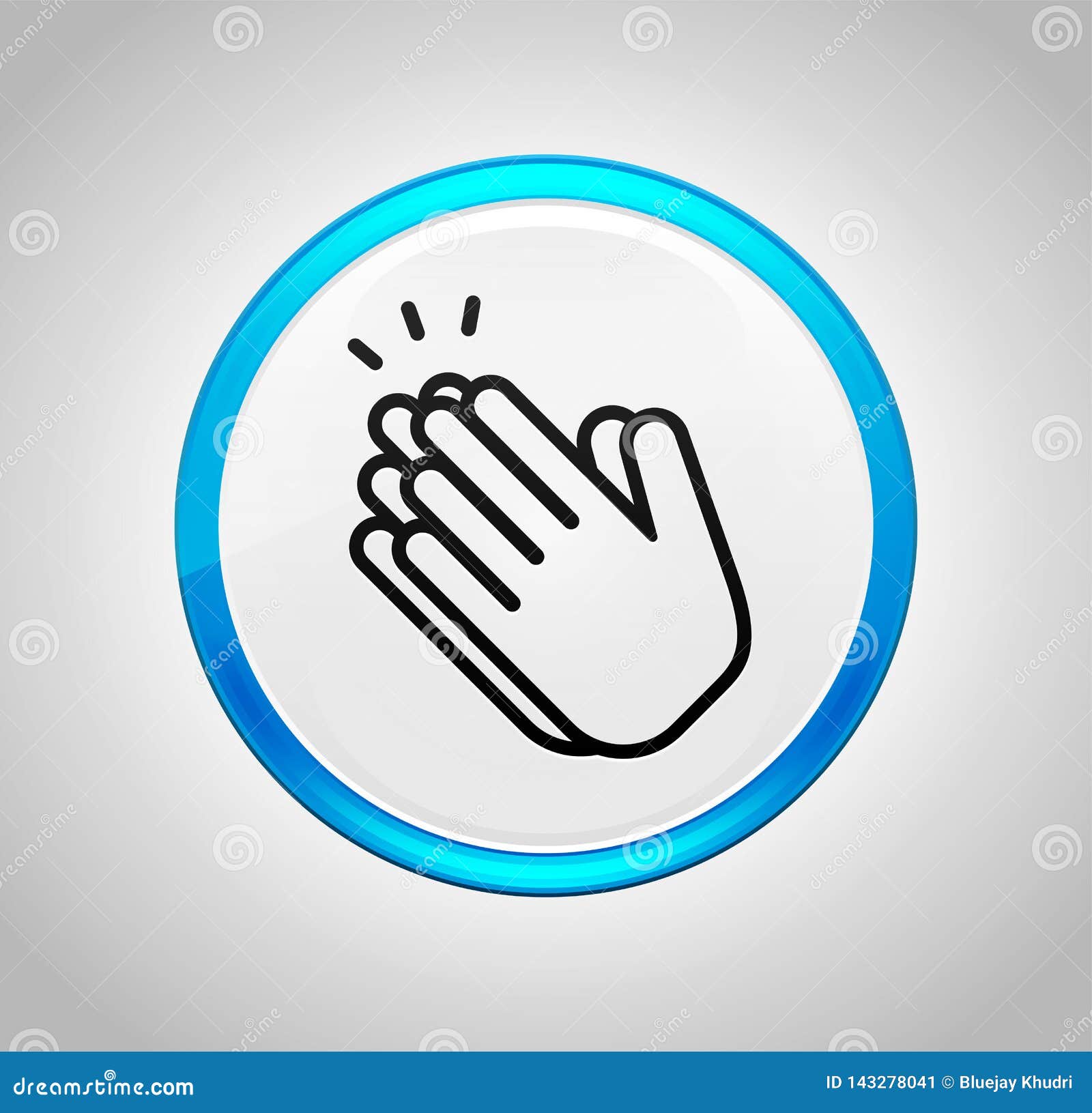Hands Clap Icon Glassy Vibrant Sky Blue Round Button Illustration ...
