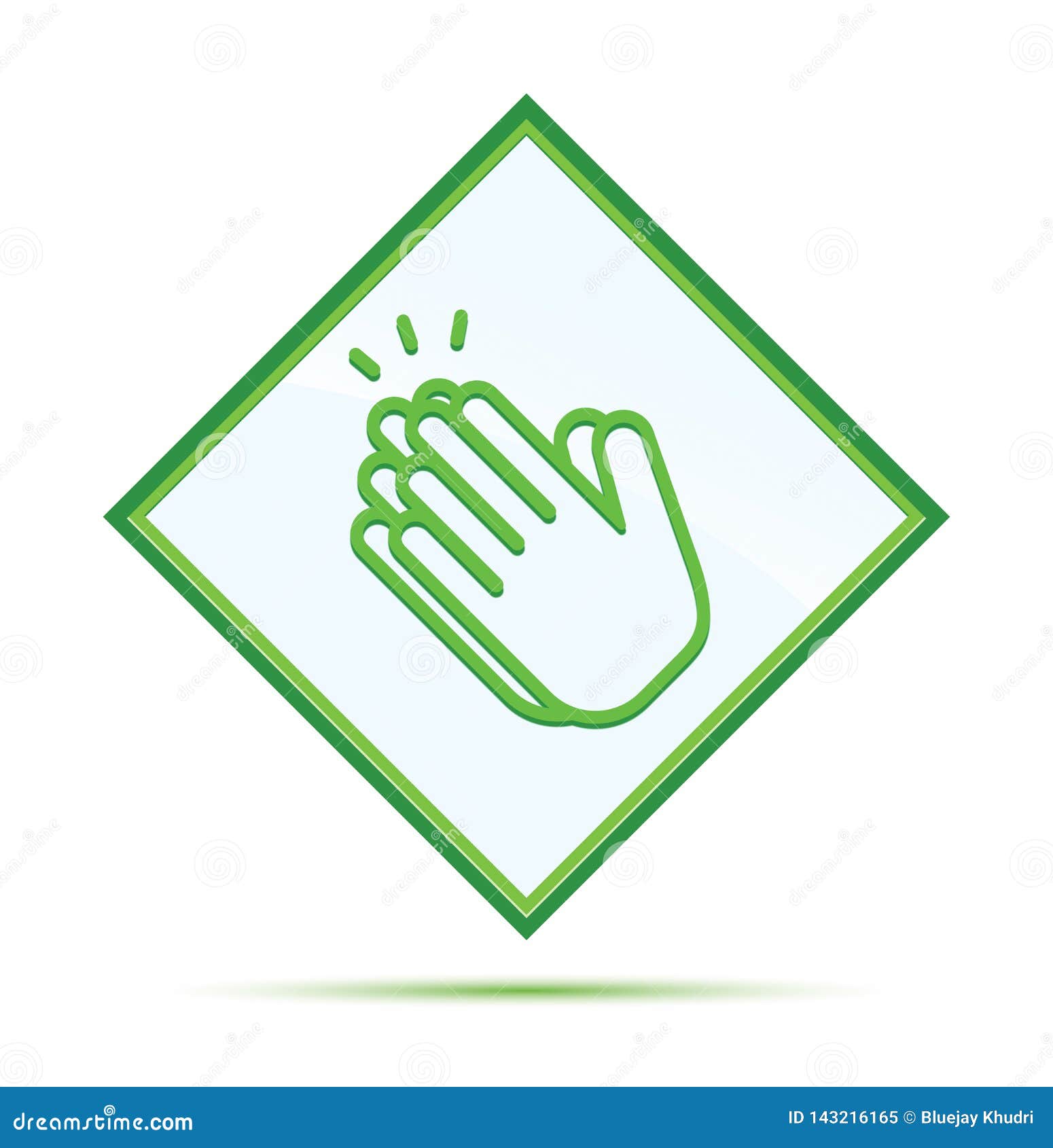 Hands Clap Icon Modern Abstract Green Diamond Button Stock Illustration ...