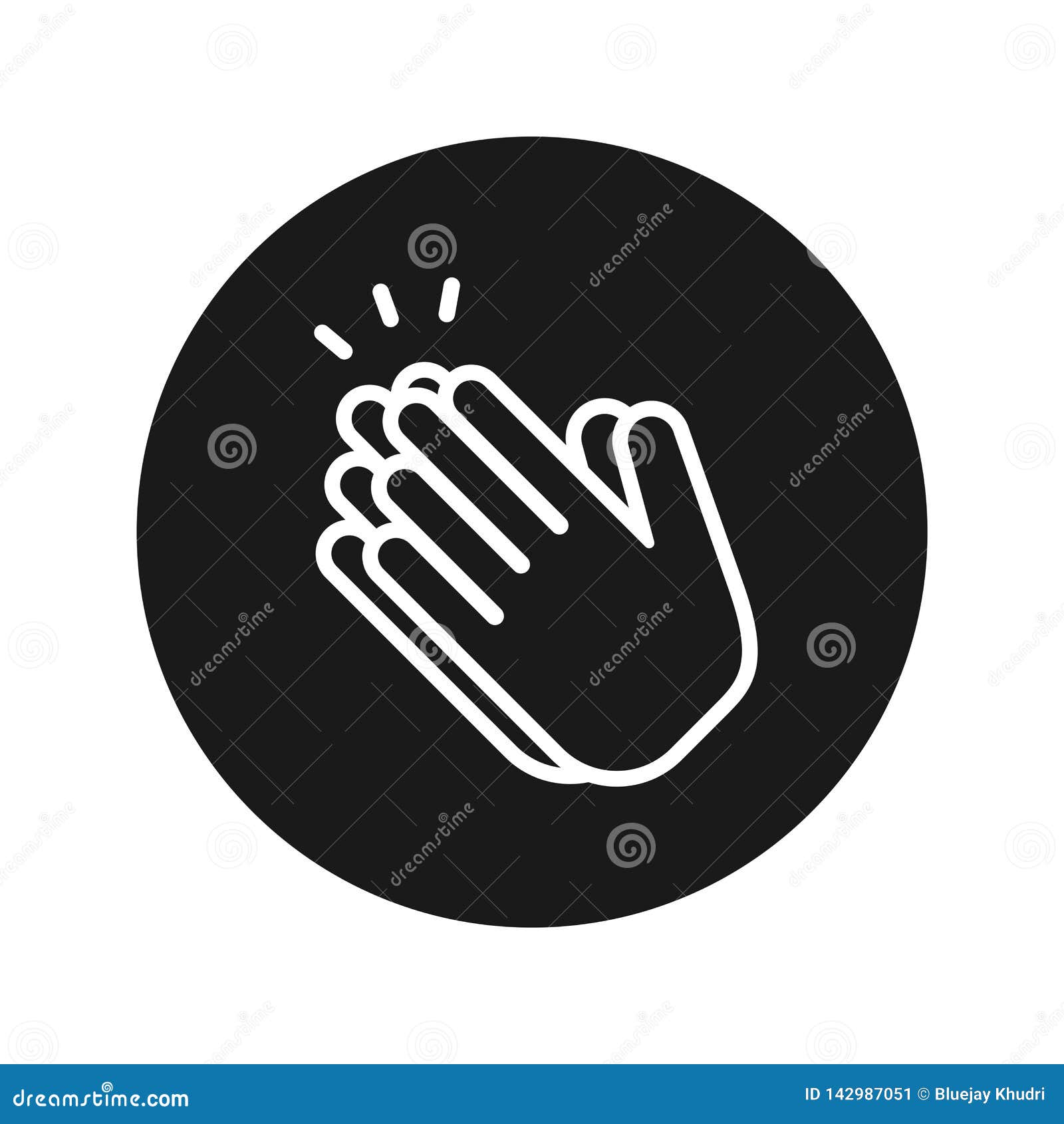 Hands Clap Icon Flat Black Round Button Vector Illustration Stock Vector - Illustration of clap ...