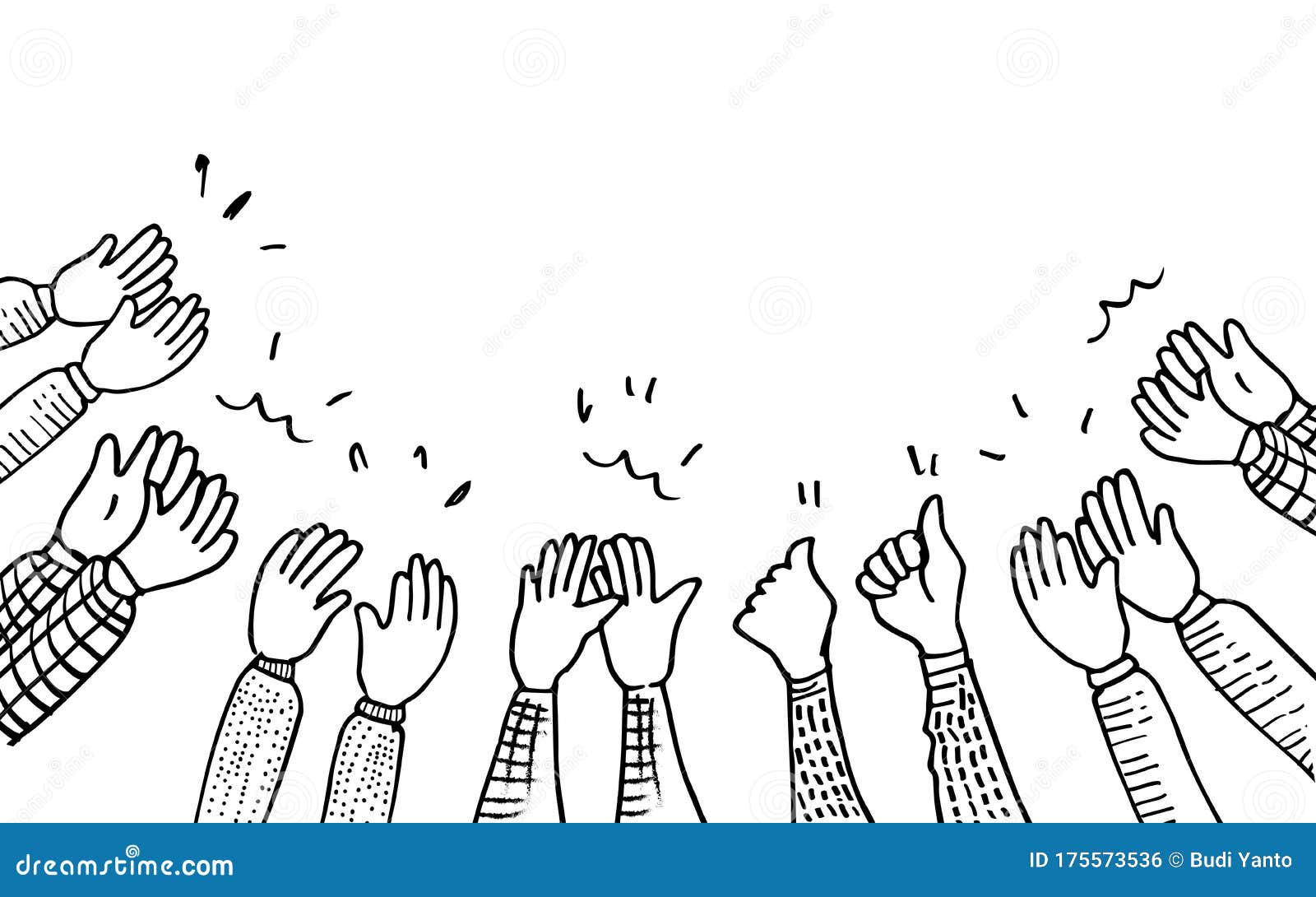Hands Clapping Ovation. Applause, Thumbs Up Gesture on Doodle Style ...
