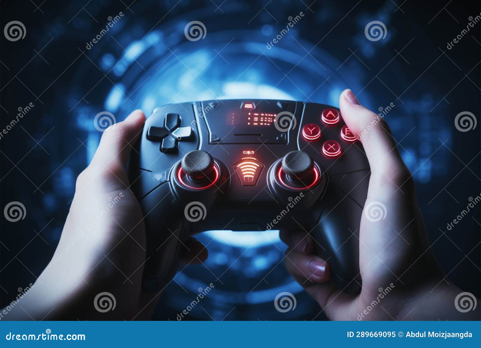 Hands Clasp a Gamepad, Ready for Immersive Gaming Action Stock ...