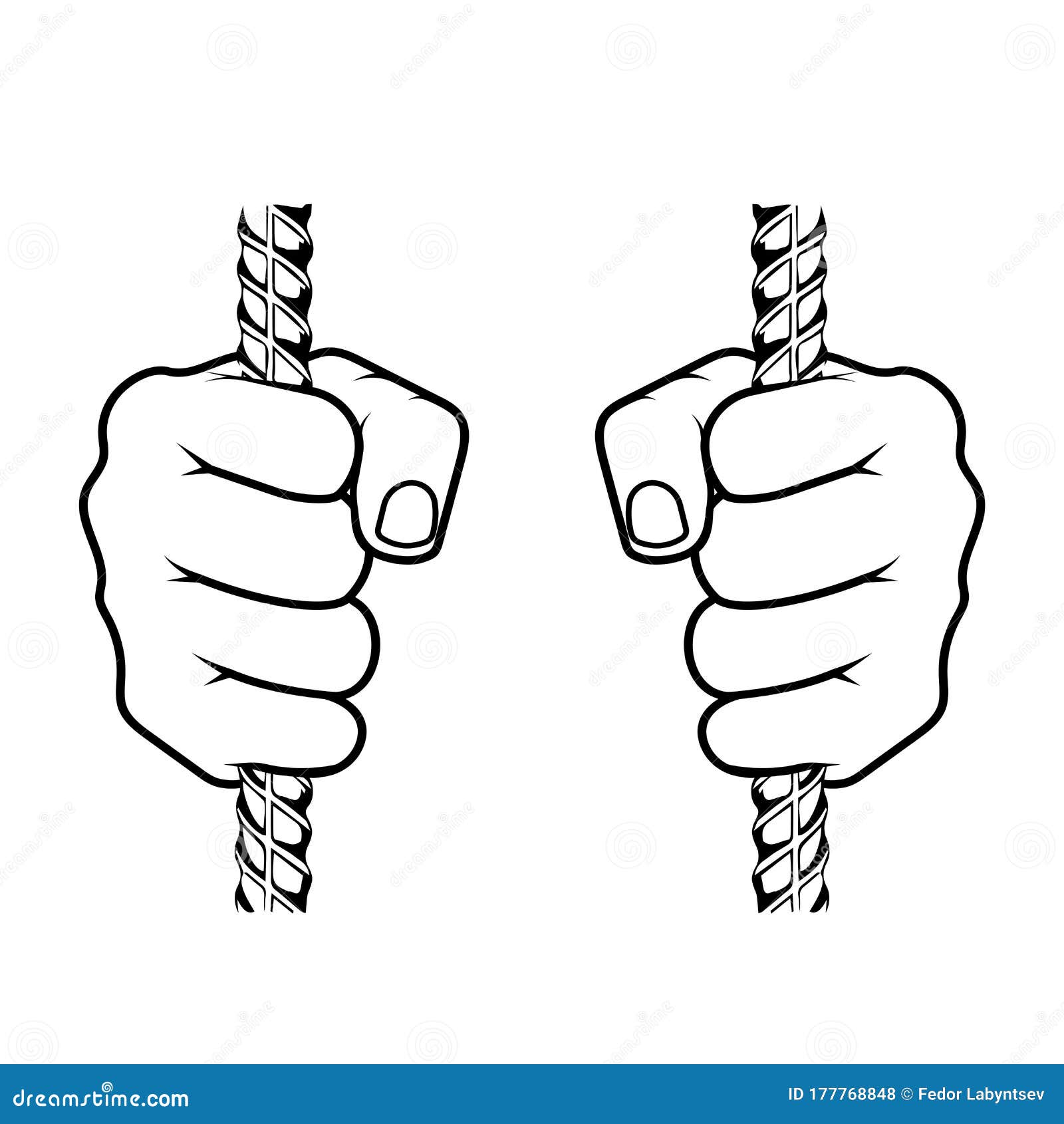 Hands Clasping an Iron Grate Vector Illustration Stock Vector ...