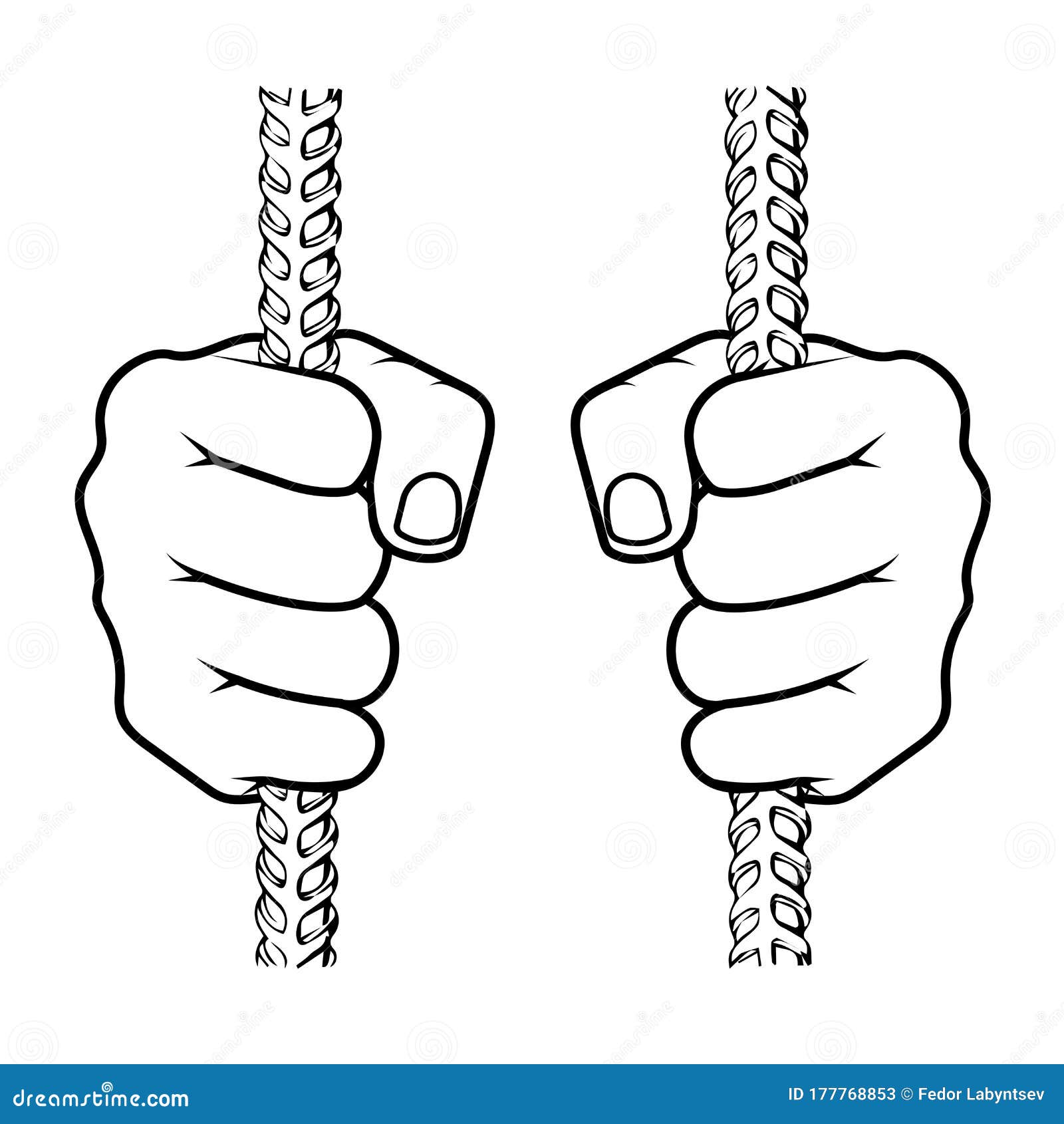 Hands Clasping an Iron Grate Vector Illustration Stock Vector ...
