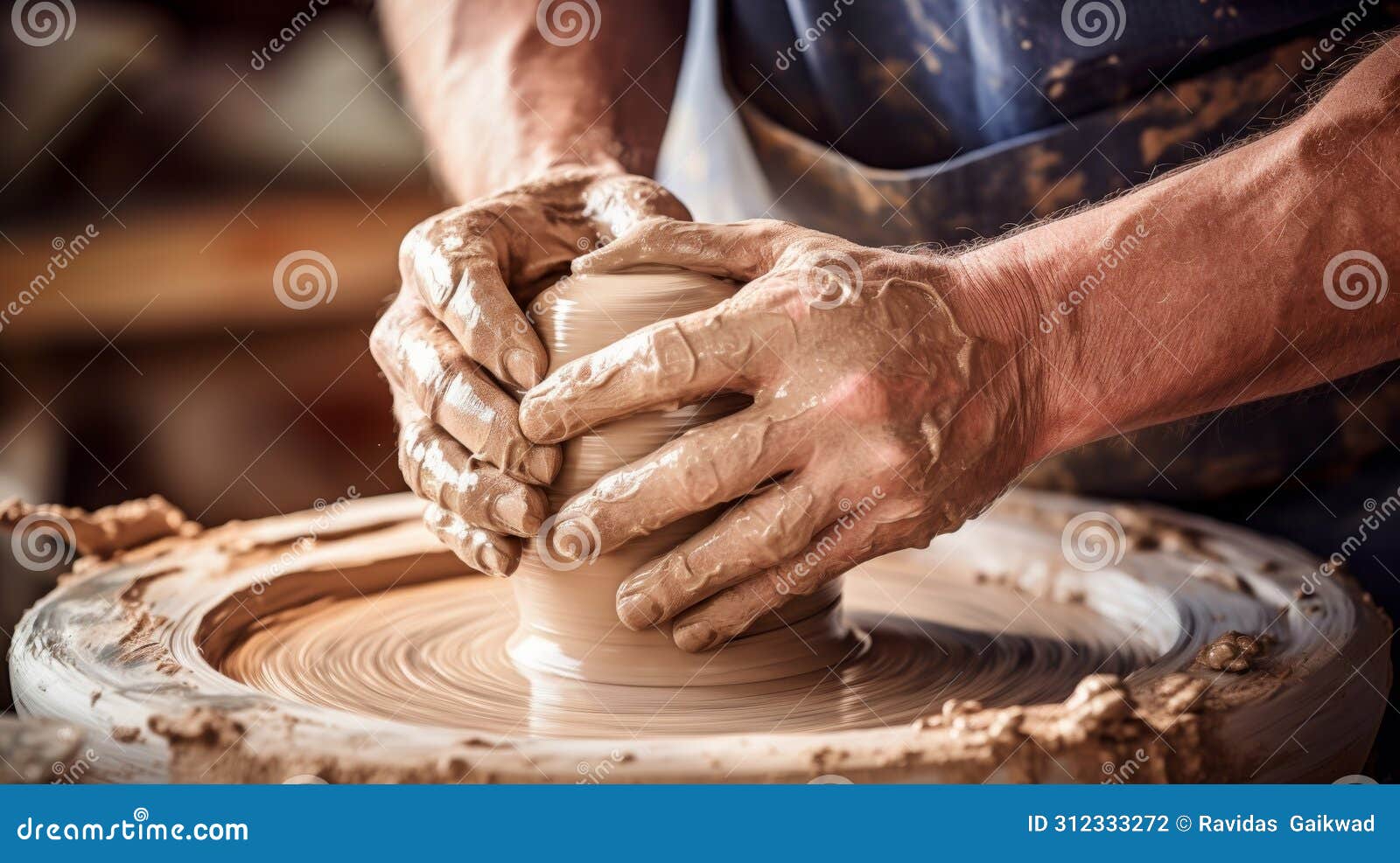 Hands and Clay in Motion on a Potters Wheel Stock Illustration ...