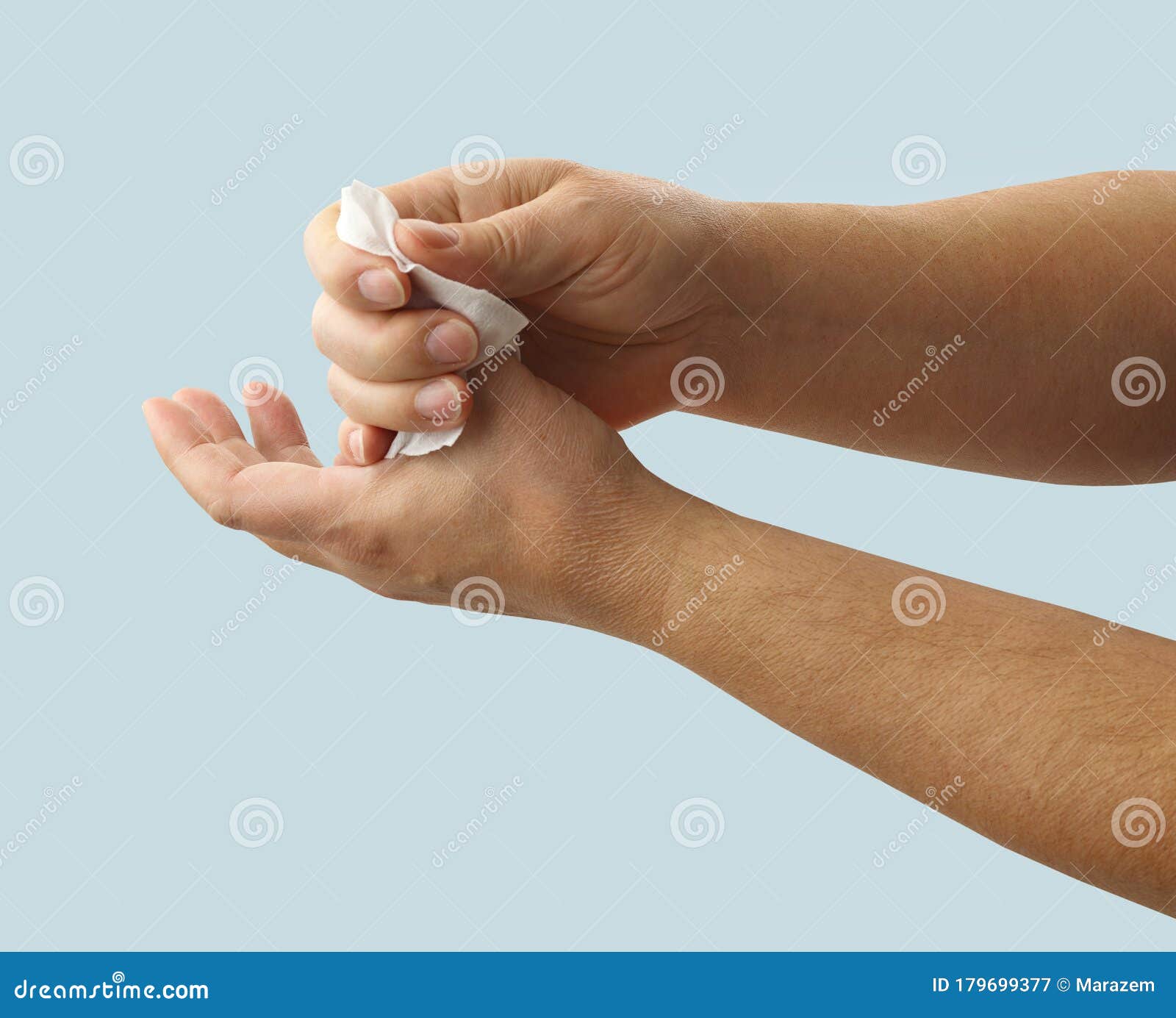 Hands are Cleaned with a Disinfectant Wipe Stock Image - Image of hand ...
