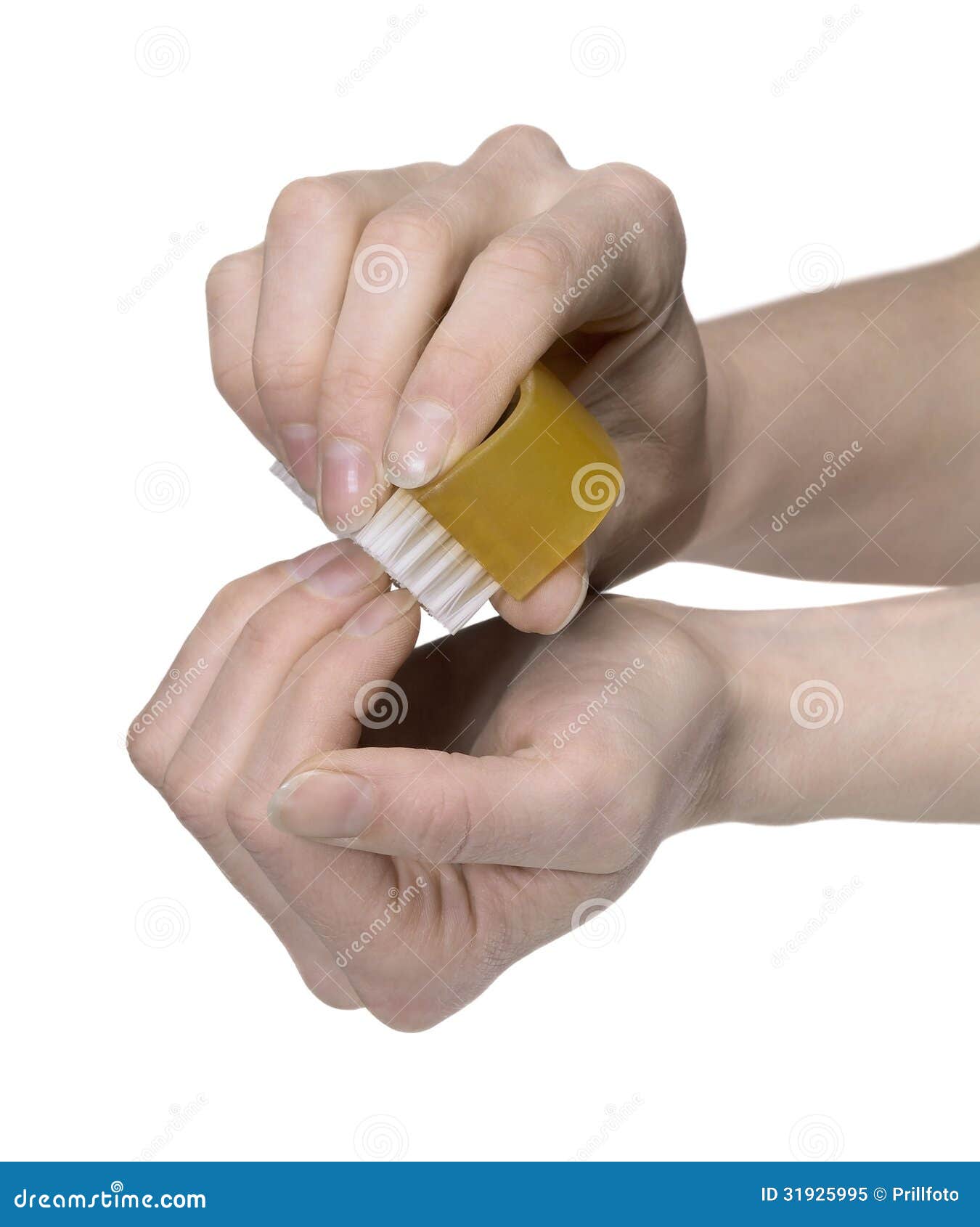 Hands Cleaning Nails with a Scrubber Stock Image - Image of index ...