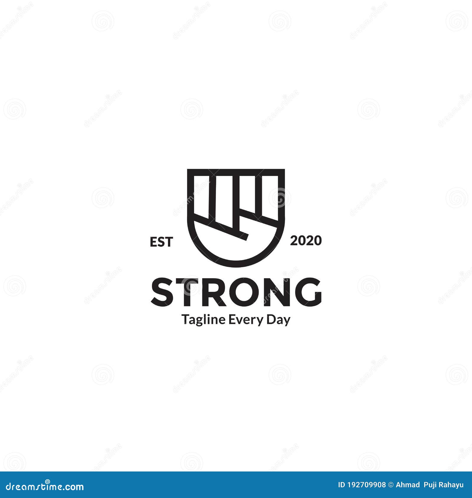 Hands Clenched Line for Strong and Spirit Logo Design Stock Vector ...