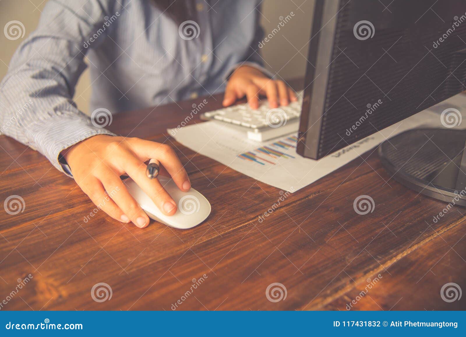 Hands Clicking Computer Mouse for Work and Connection Business Stock ...
