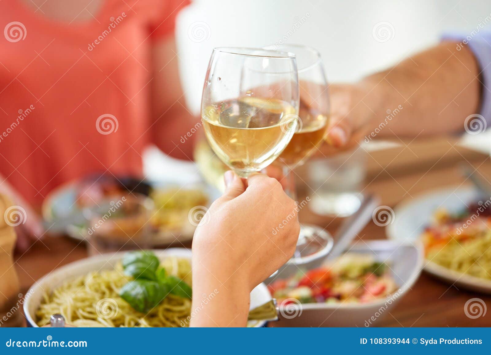 Hands Clinking Wine Glasses Stock Photo - Image of dinner, together ...