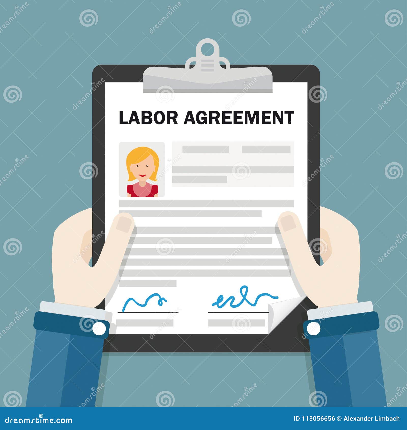 Hands Clipboard Woman Labor Agreement Stock Vector - Illustration of ...