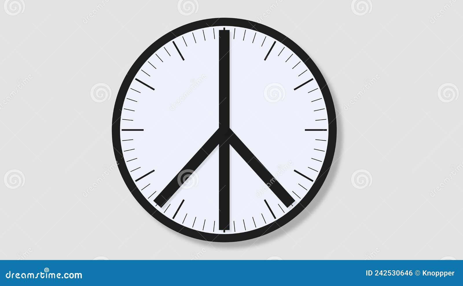 The Hands of the Clock in the Shape of a Peace Sign Stock Illustration ...