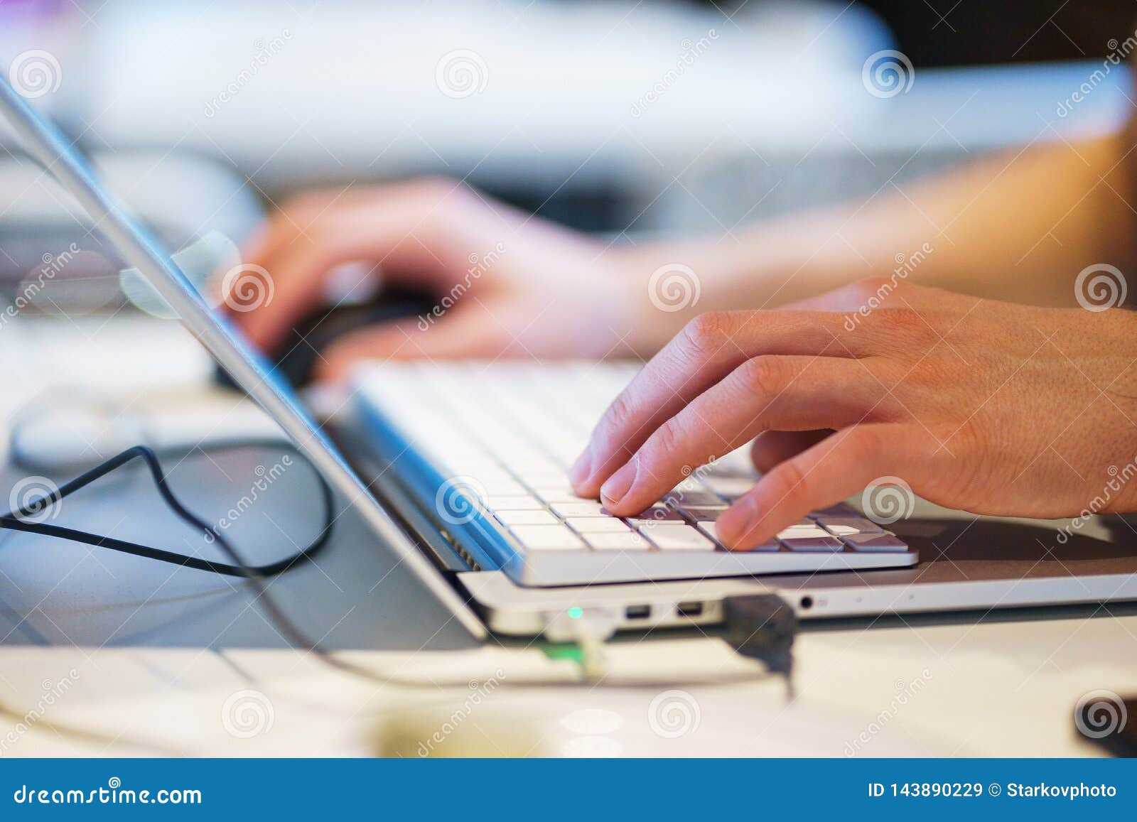 Hands Close-up Laptop. Computer, Hands Keyboard while Working Personal ...