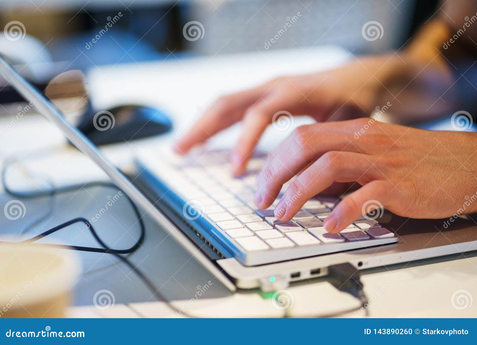 Hands Close-up Laptop. Computer, Hands Keyboard while Working Personal ...