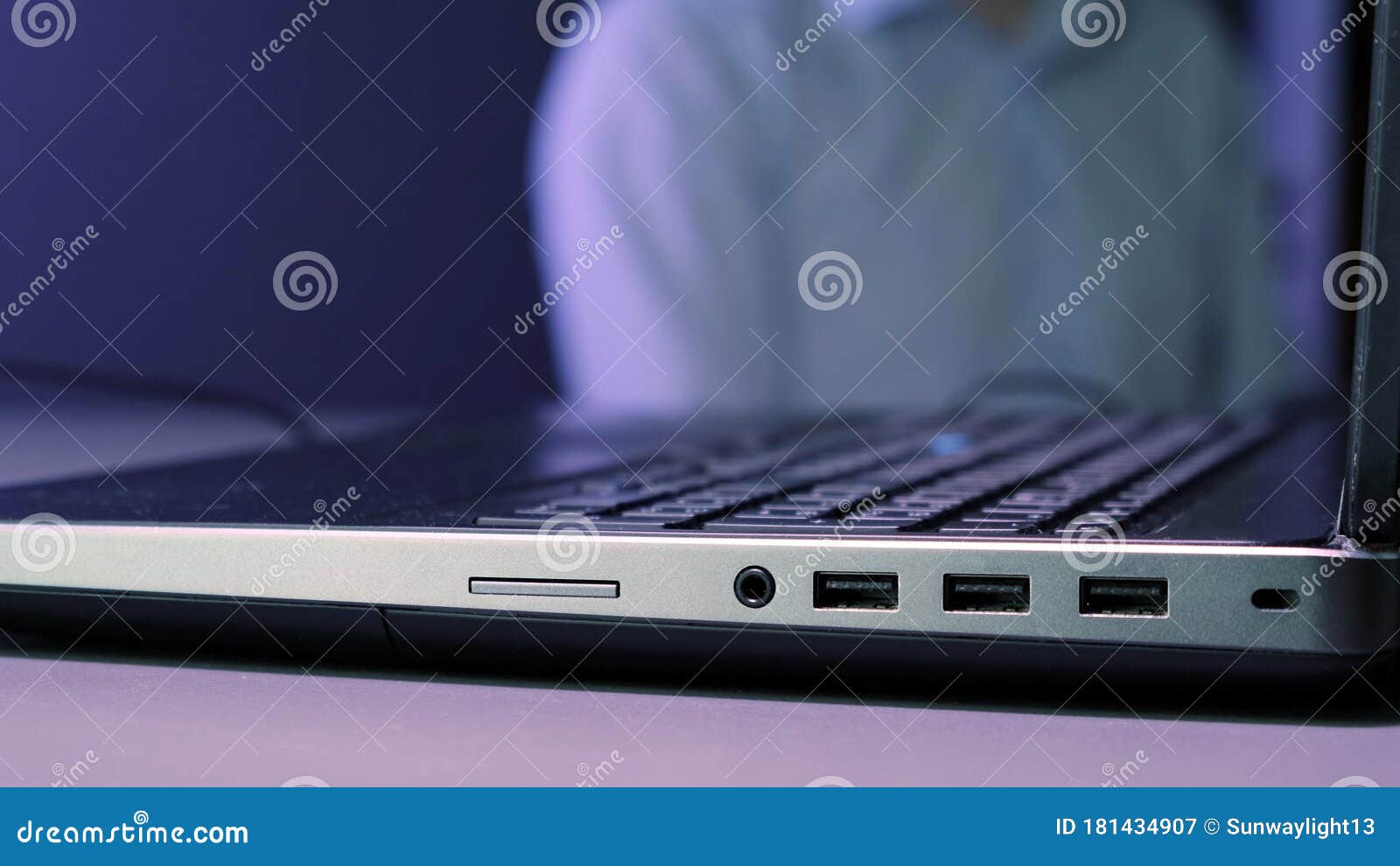 Hands Closing Laptop Computer on Table. Close Up. Stock Image - Image ...
