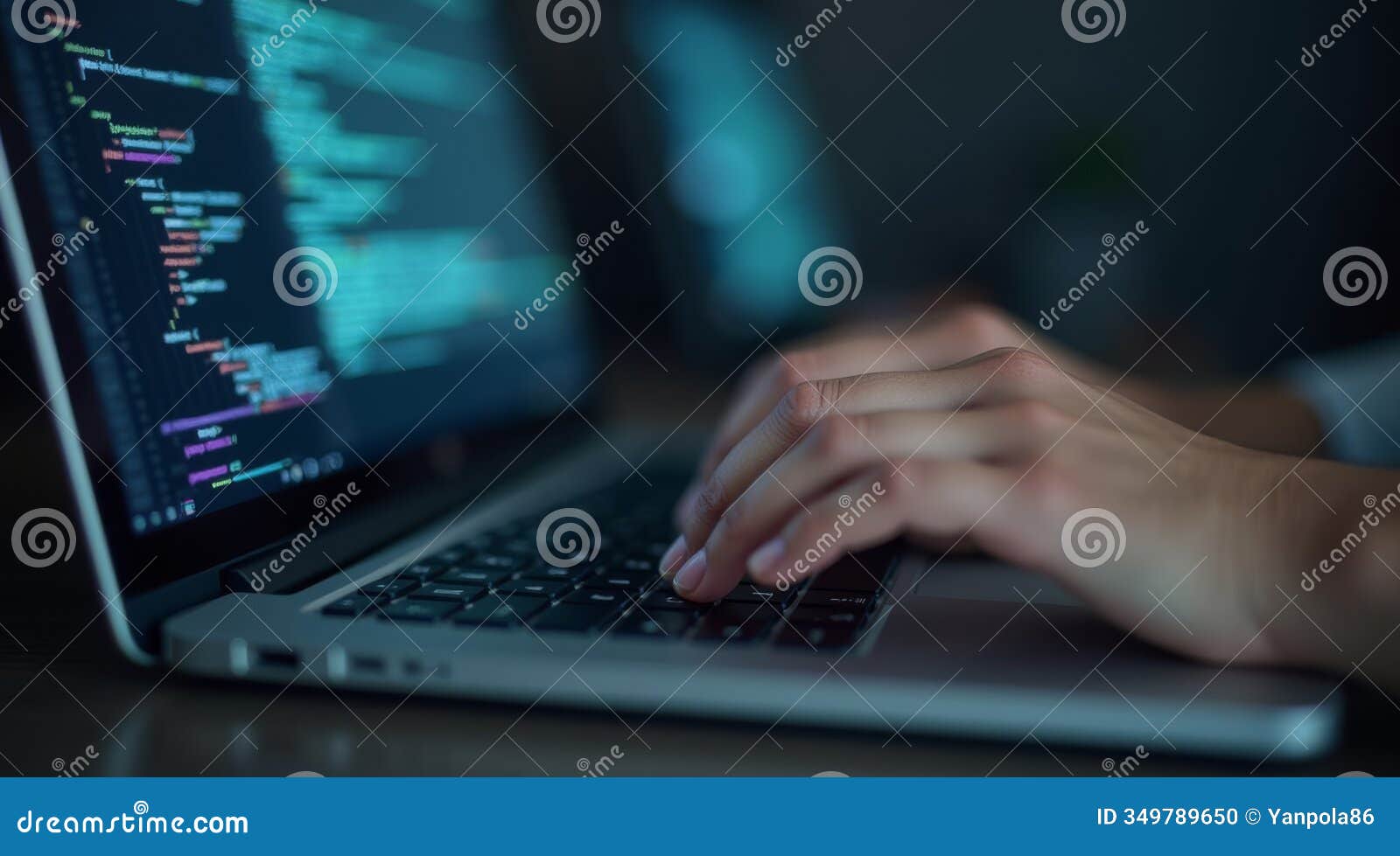 Hands Coding on a Laptop, Highlighting Programming and Software Development Stock Photo - Image ...