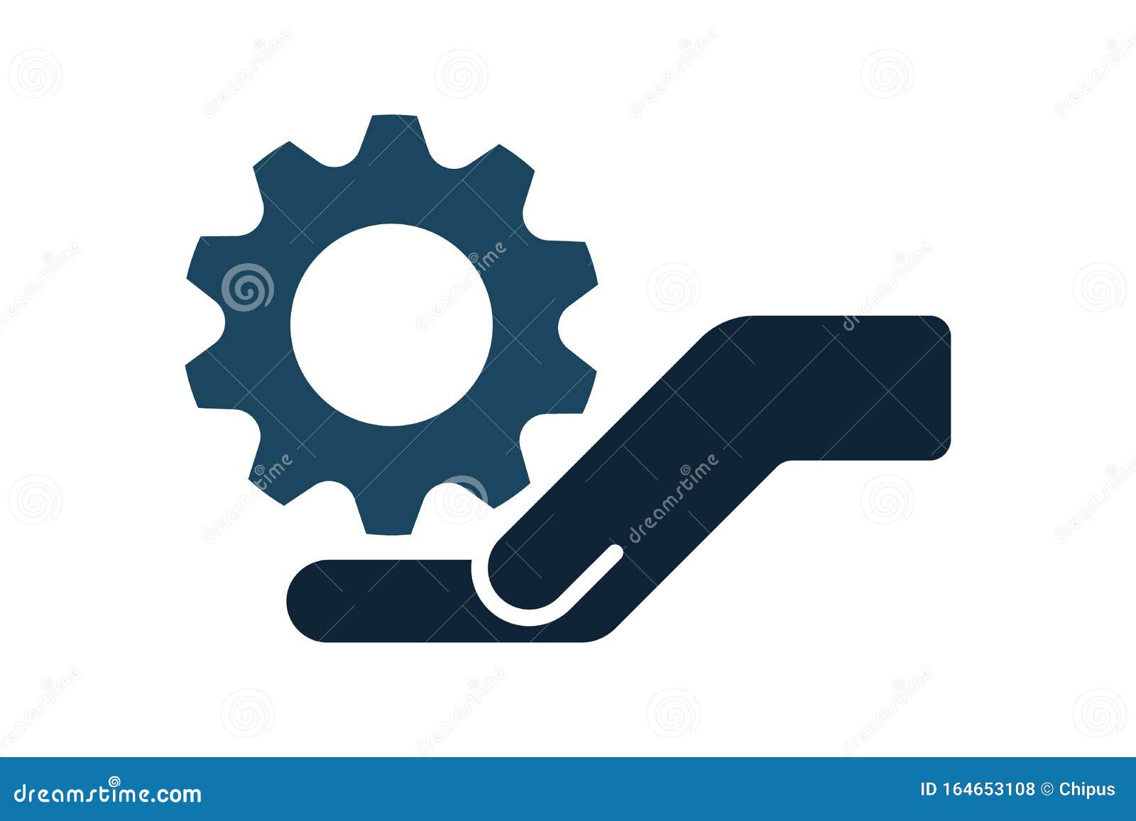 Hands with Cog Wheel or Gear Icon Stock Illustration - Illustration of ...