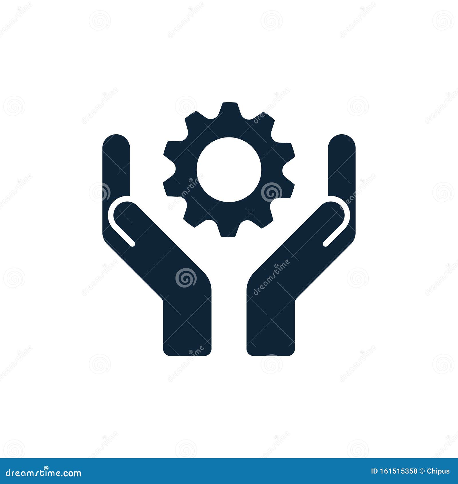 Hands with Cog Wheel or Gear Icon Stock Vector - Illustration of ...