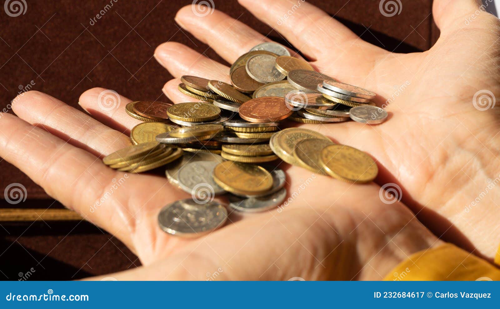 Hands with coins stock image. Image of banking, business - 232684617