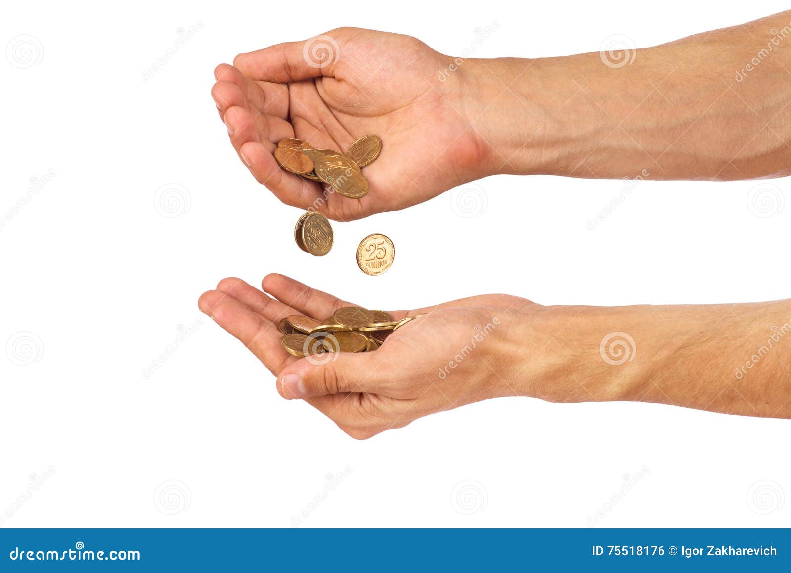 Hands with coins stock photo. Image of handful, investment - 75518176