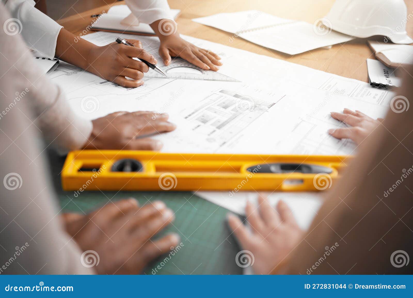 Hands, Collaboration and Design with a Architecture Team Working in ...