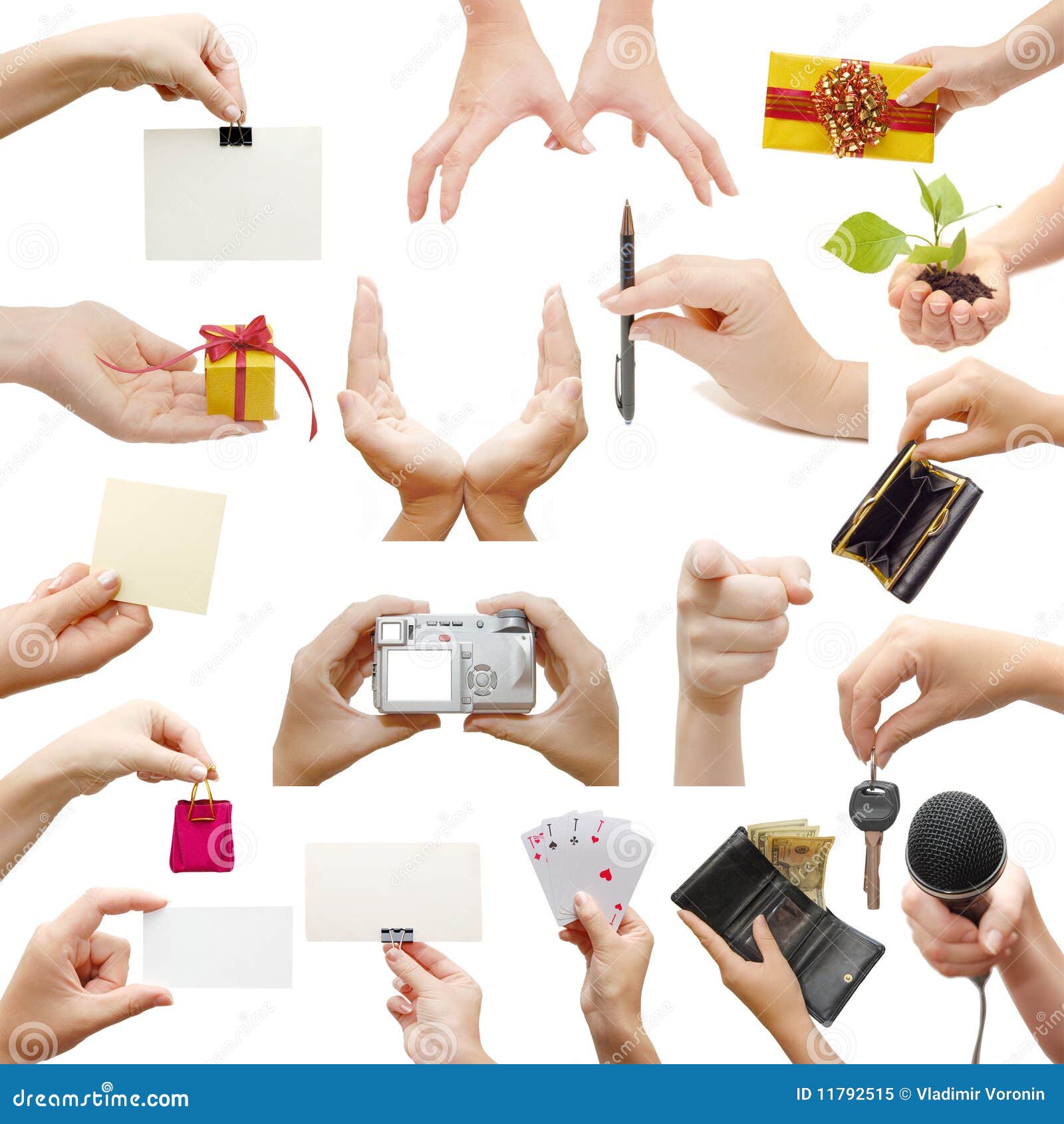 Hands Collage, Isolated on White Background Stock Image - Image of ...
