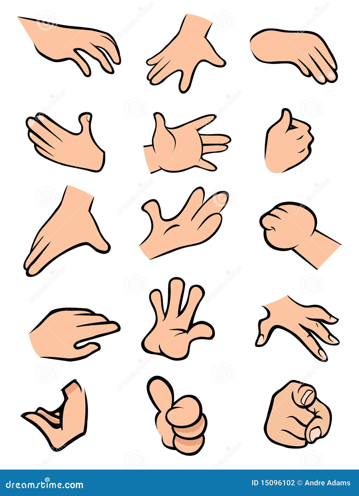 Hands collection stock vector. Illustration of wave, thumb - 15096102