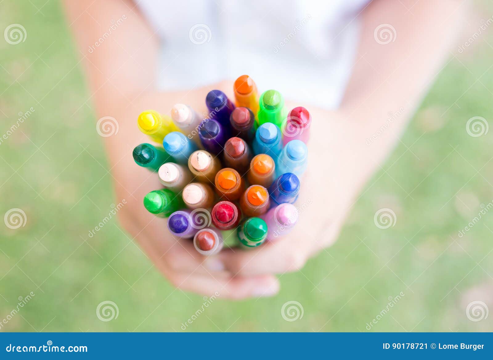 Hands with Colourful Crayons Stock Image - Image of human, crayons ...