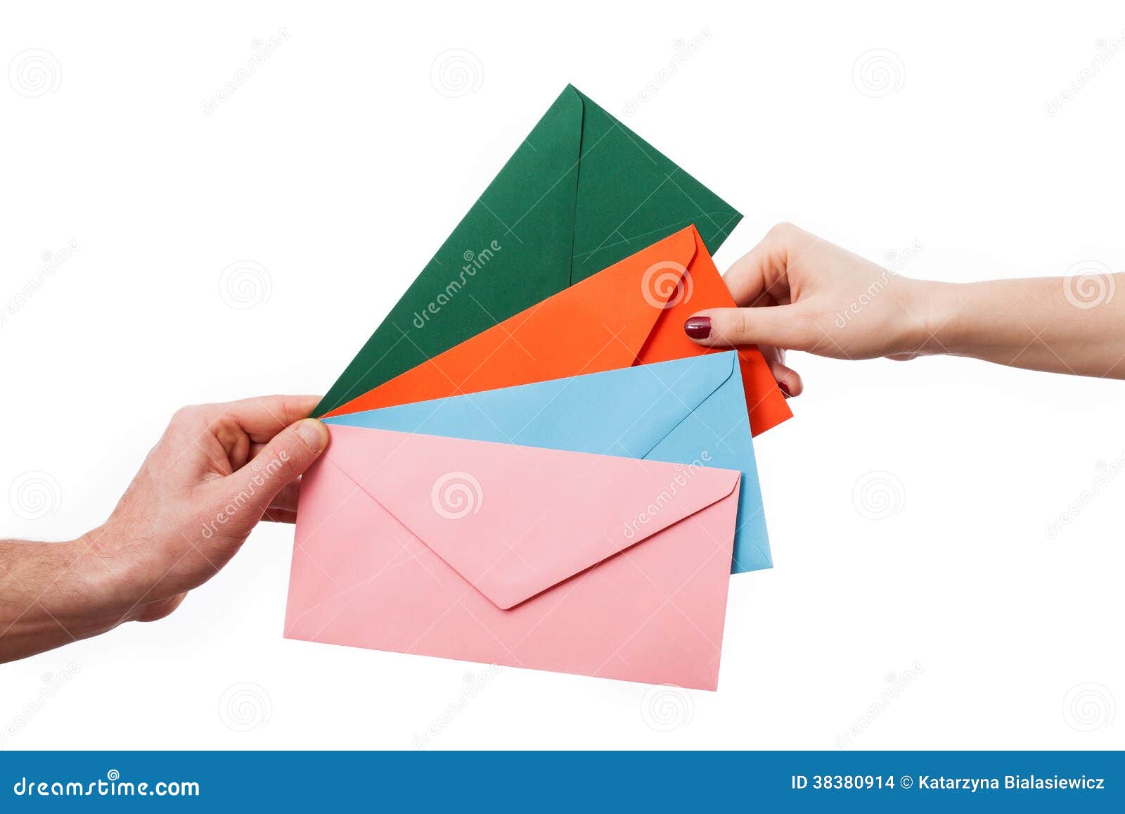 Hands with Colourful Envelopes Stock Photo - Image of colorful, orange ...