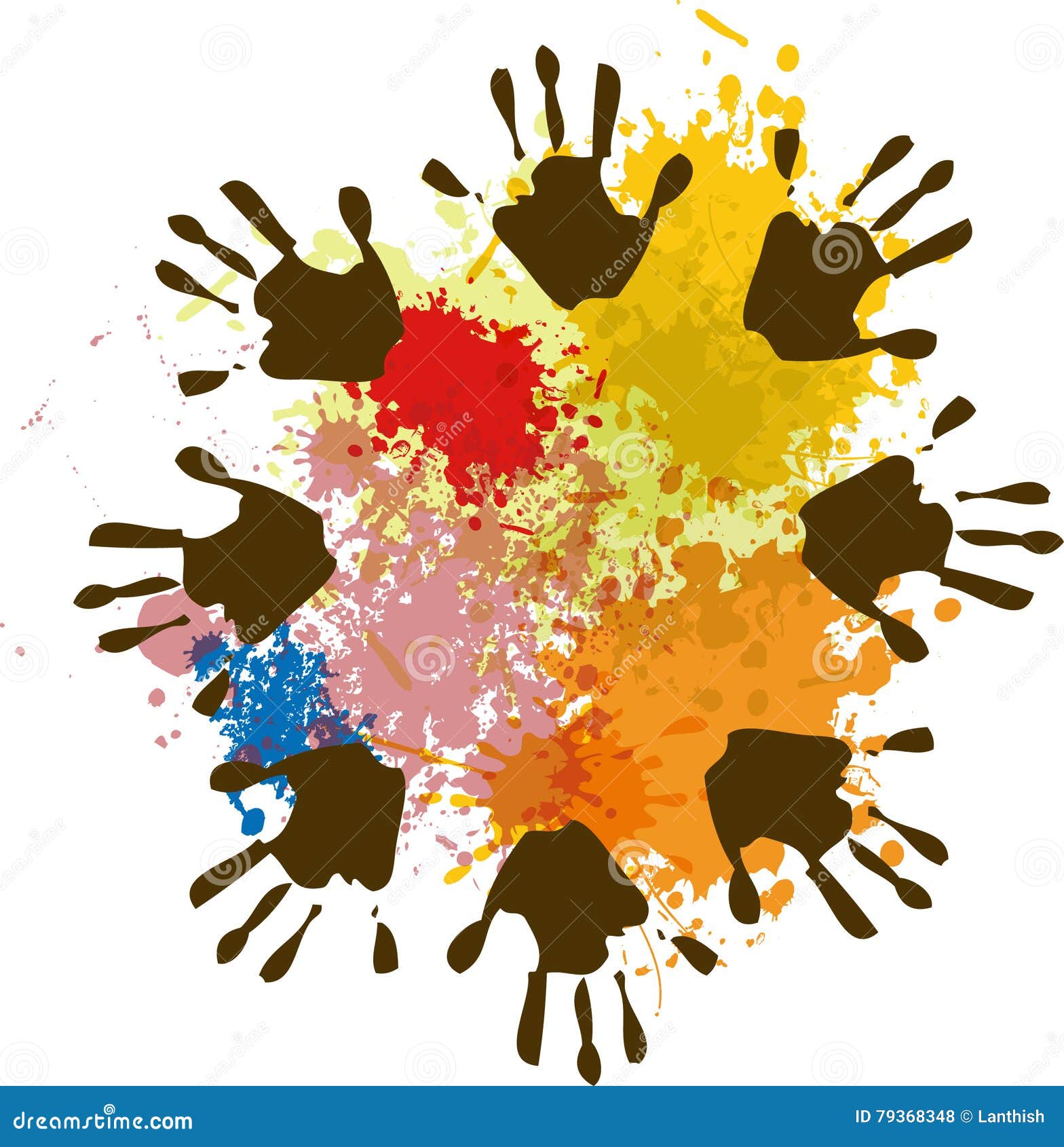 Hands with colours stock vector. Illustration of heart - 79368348