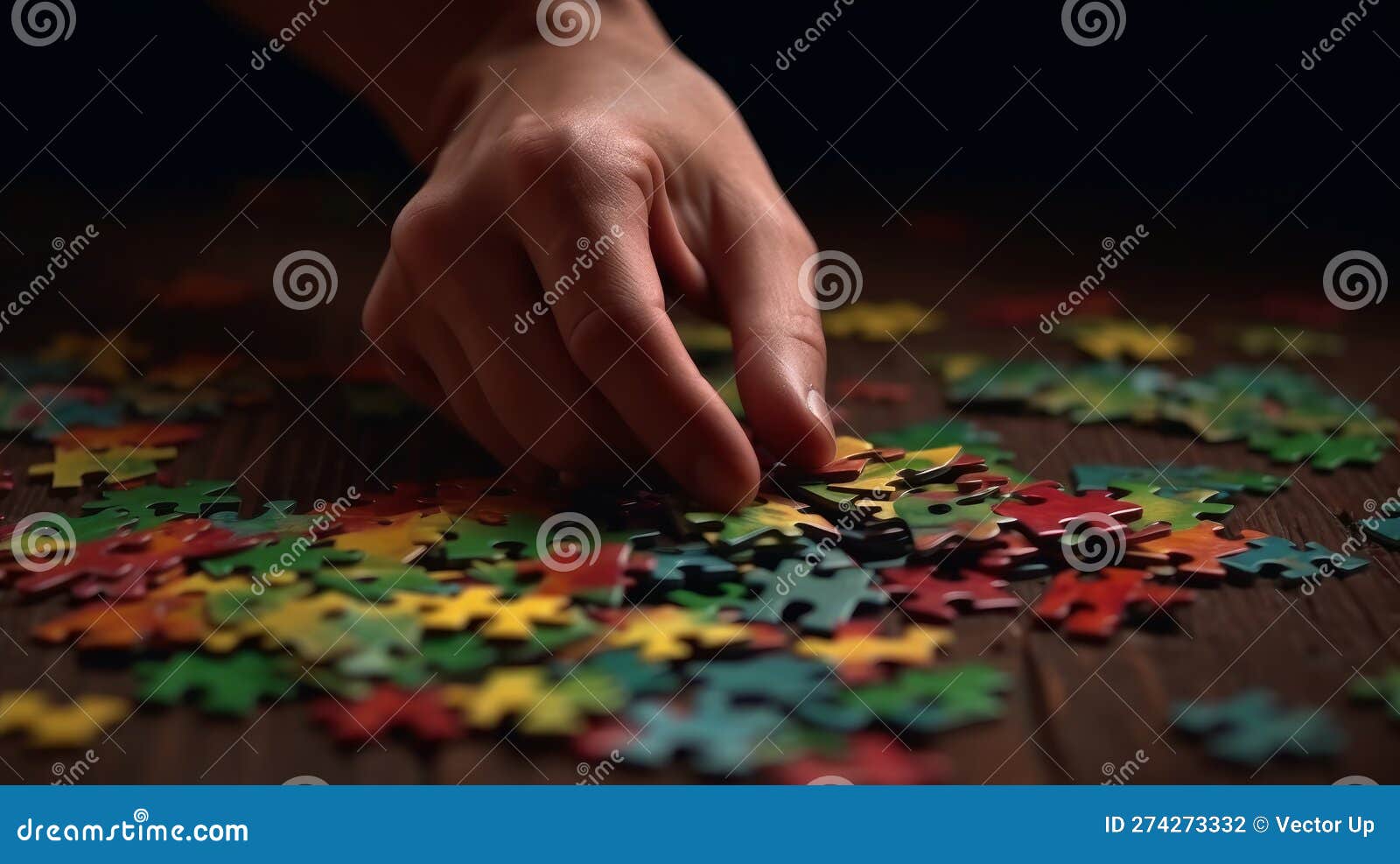 Hands Combine Puzzle Pieces. Generative AI Stock Photo - Image of ...