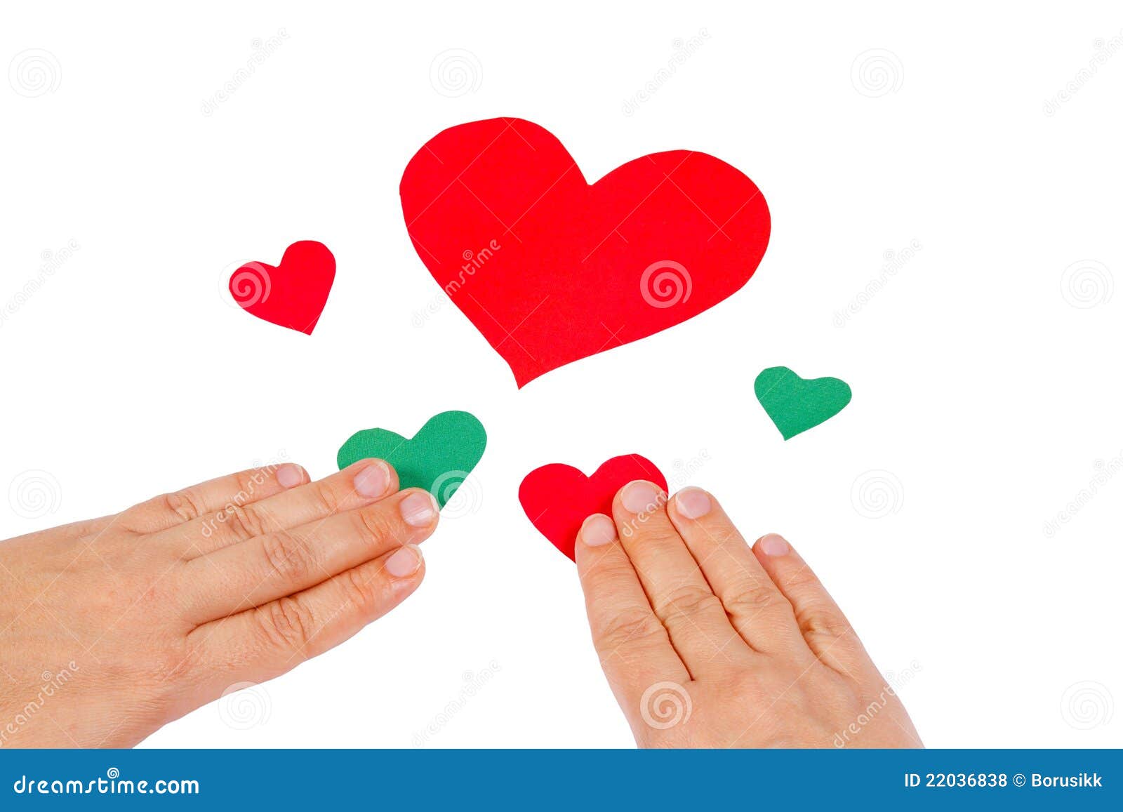 Hands Combine Red and Green Hearts Stock Photo - Image of concepts ...