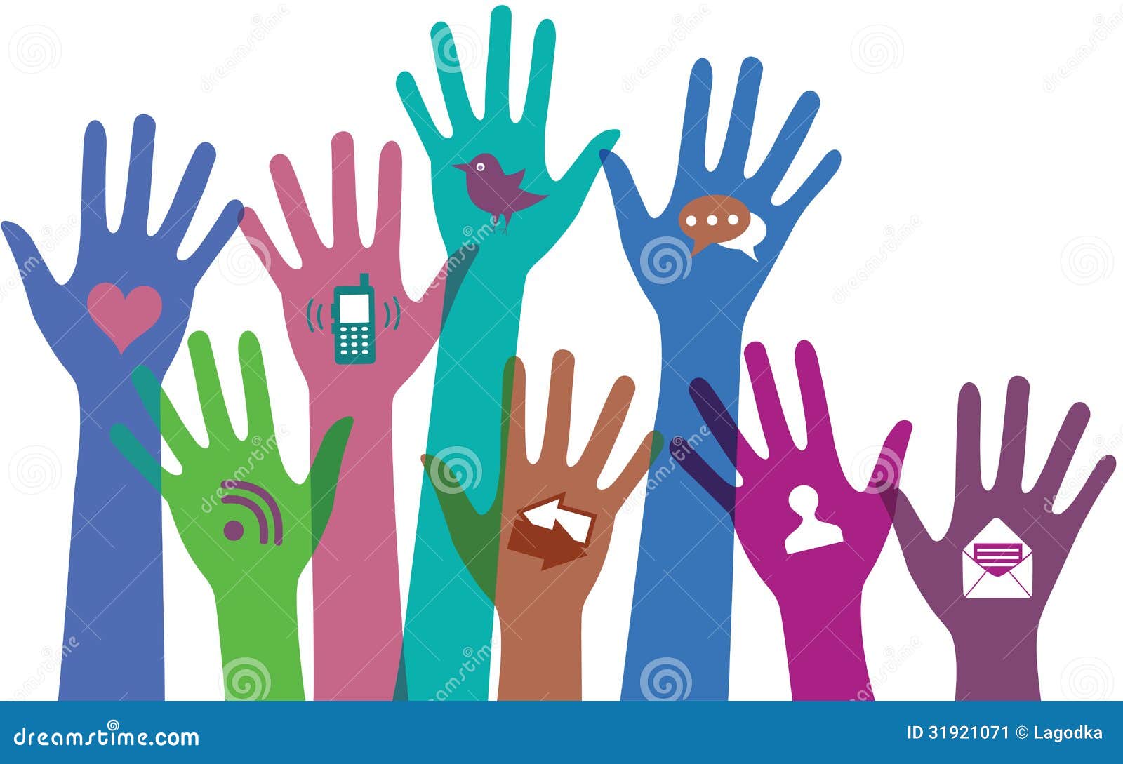 Hands with Communication Icons. Stock Vector - Illustration of signs ...