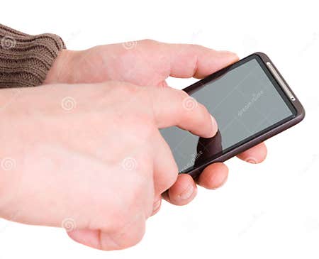 Hands with communicator stock image. Image of cellphone - 18968841