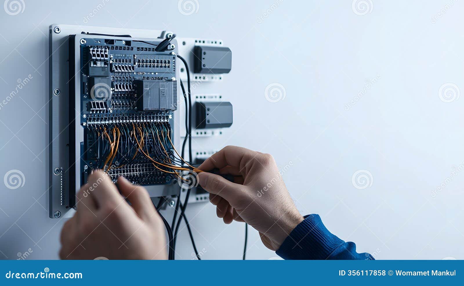 Hands Completing a Step-by-Step Installation Guide for Wiring and ...