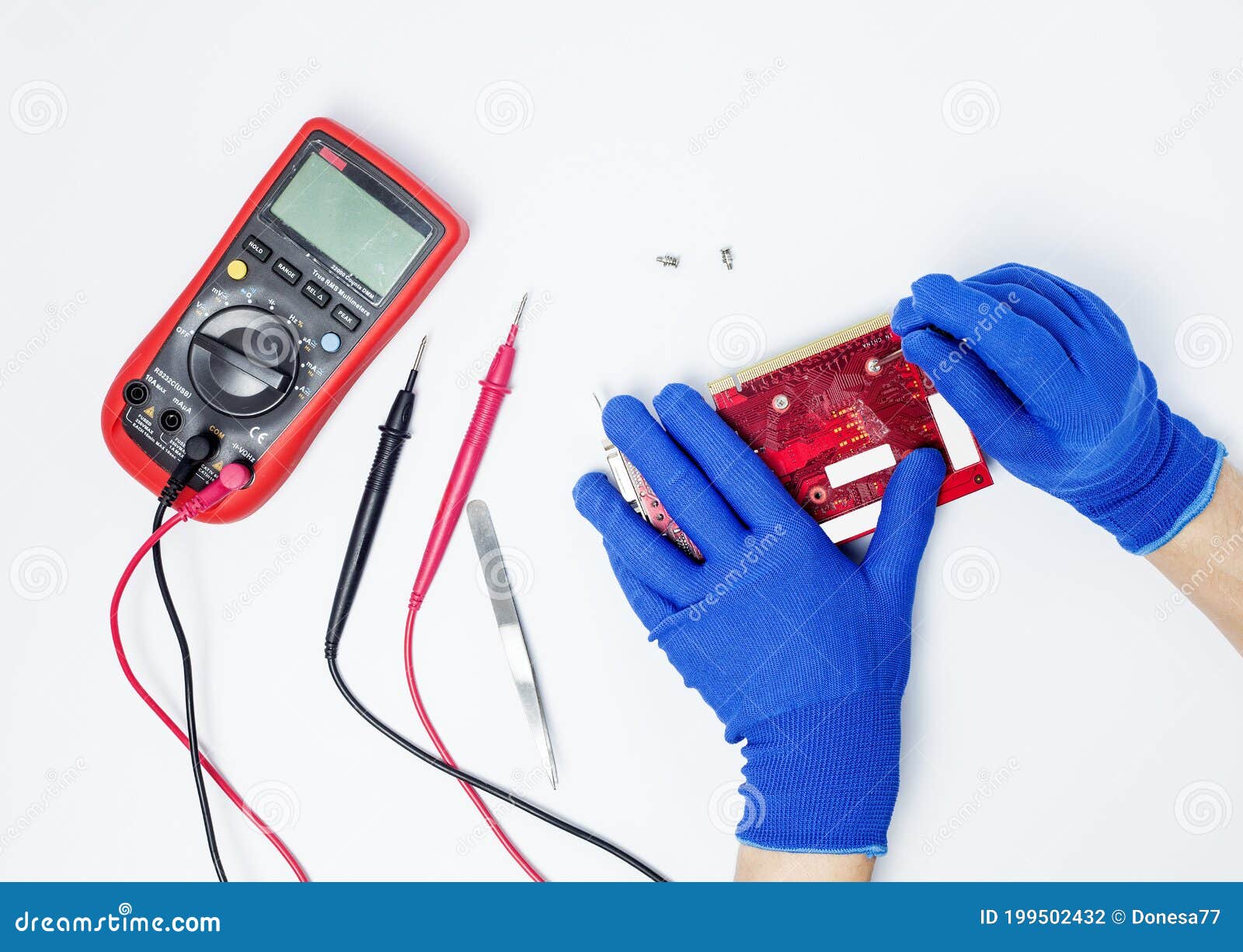 Hands of Computer Engineer Doing Repair Damaged Graphics Card Stock ...
