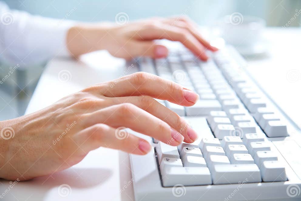 Hands on computer keyboard stock image. Image of desk - 21113543