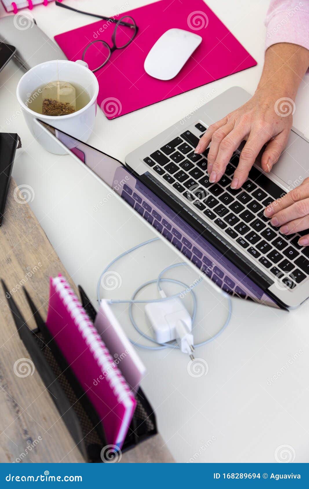 Hands on a Computer Keyboard from Above Stock Photo - Image of digital ...
