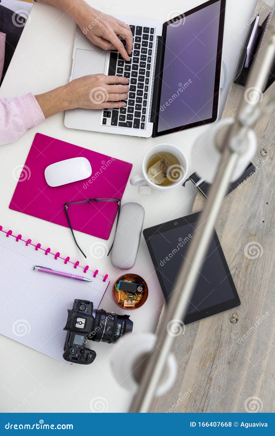 Hands on a Computer Keyboard from Above Stock Photo - Image of tablet ...