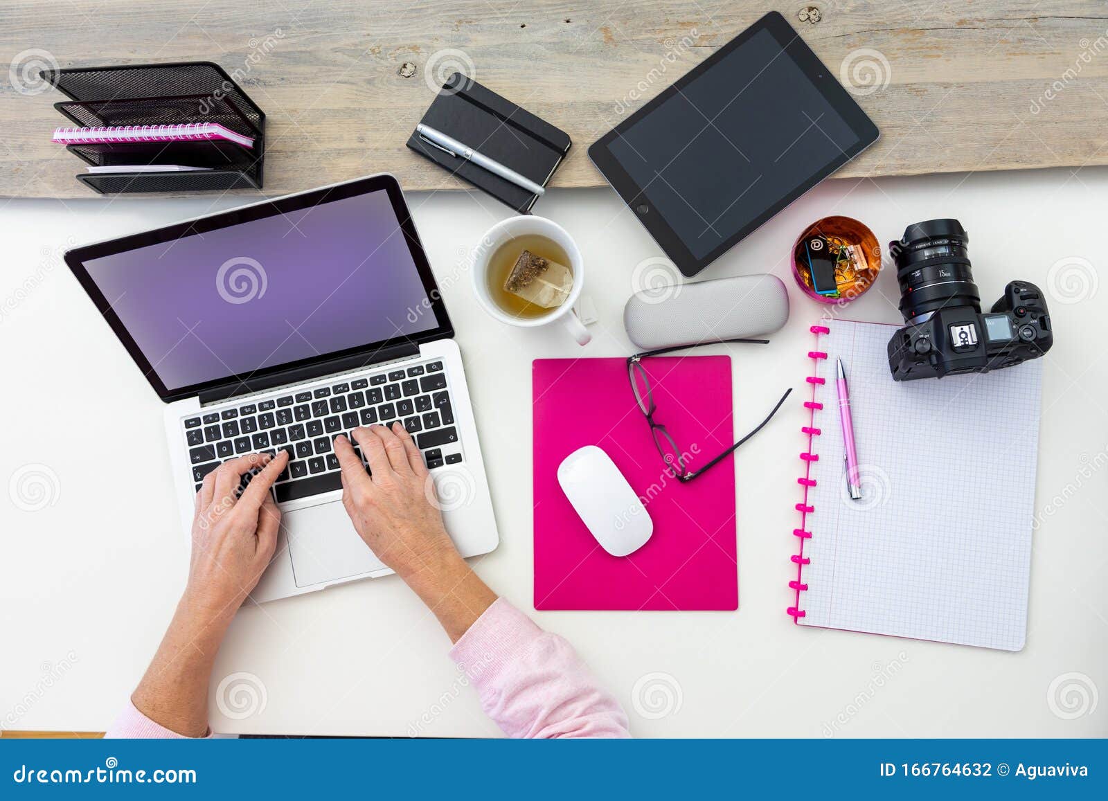 Hands on a Computer Keyboard from Above Stock Photo - Image of office ...