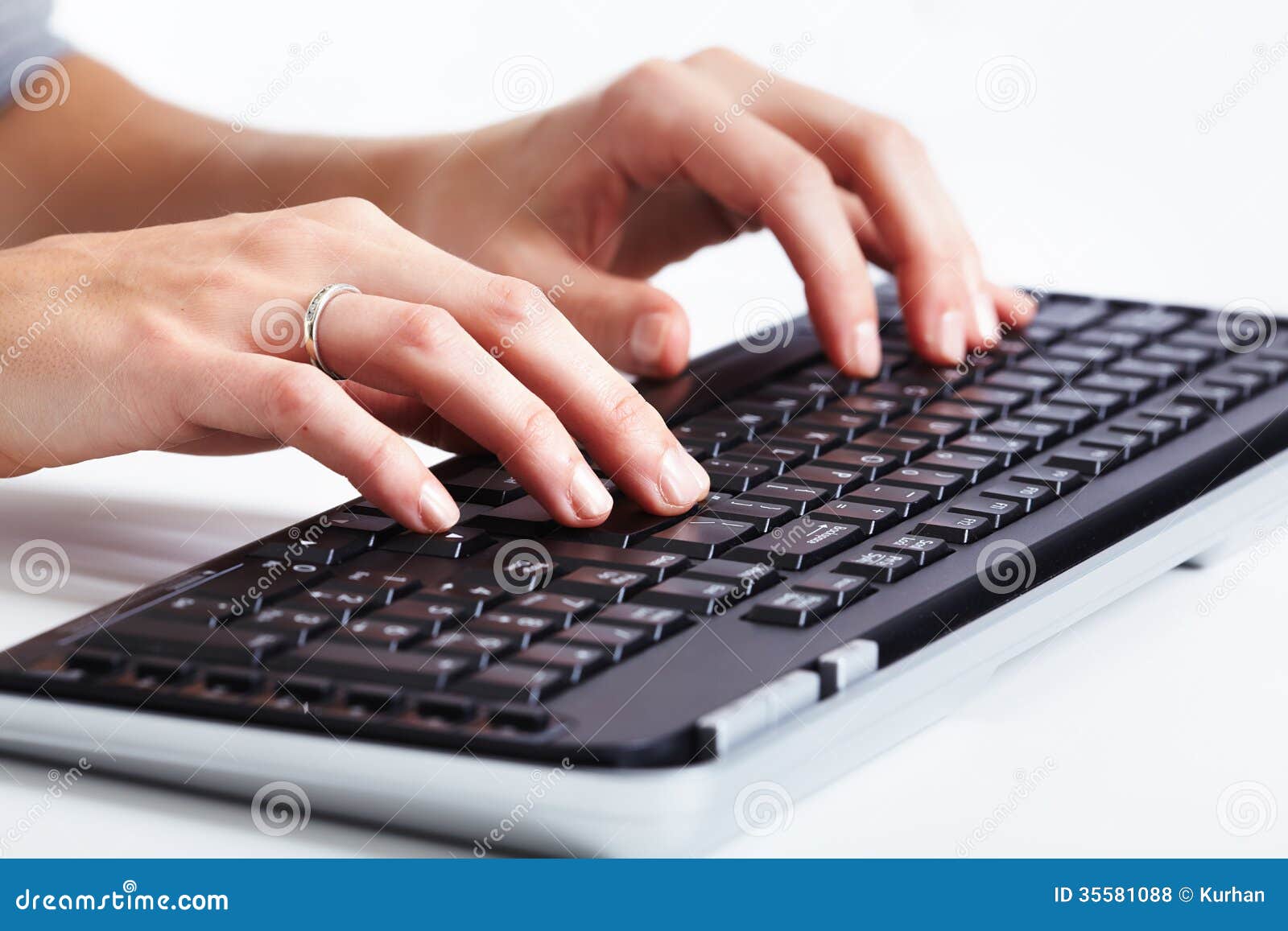 Hands with a Computer Keyboard. Stock Photo - Image of information ...