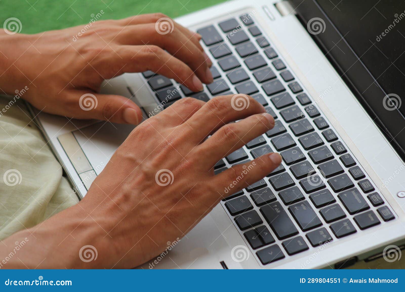 Hands on Laptop Keyboard from Top Stock Image - Image of onlaptop ...