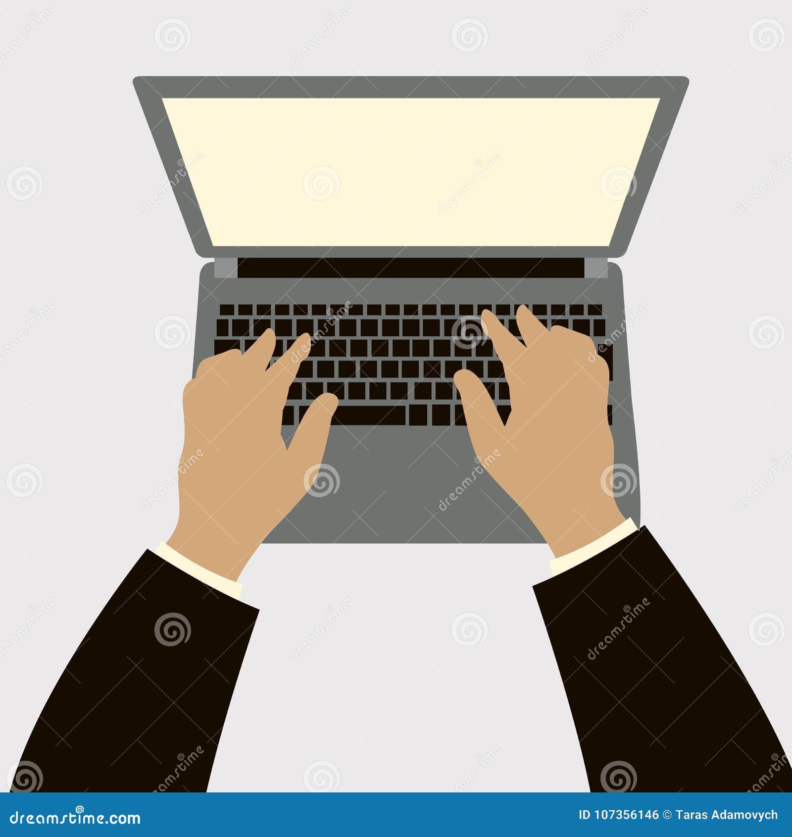 Hands on Computer Keyboard Vector Illustration Flat Stock Vector ...