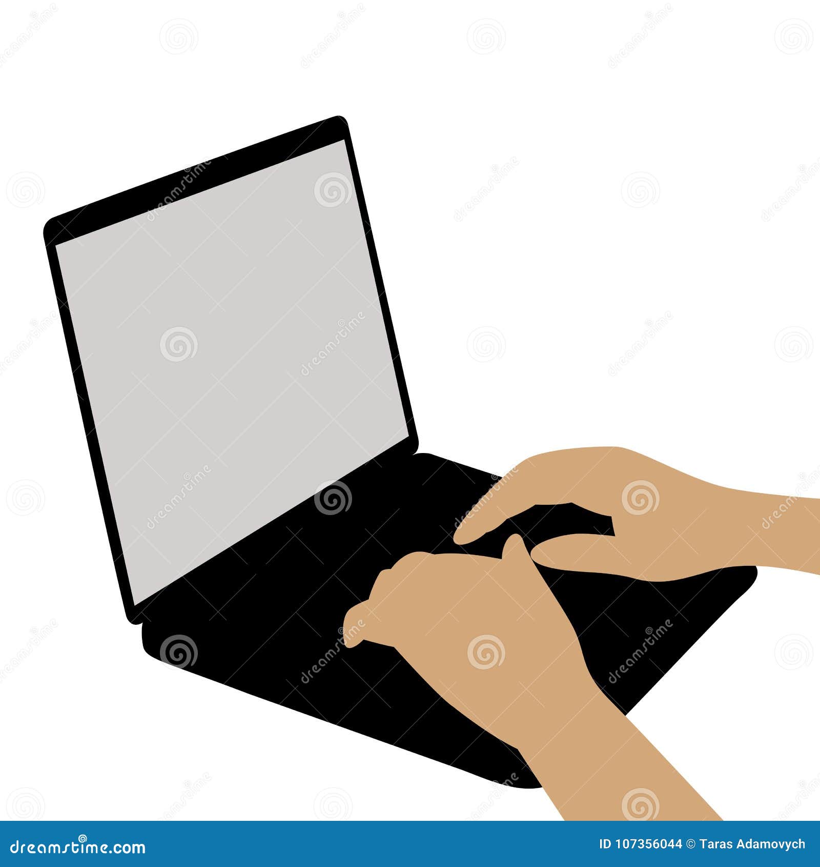 Hands on Computer Keyboard Vector Illustration Flat Style Profile Stock ...
