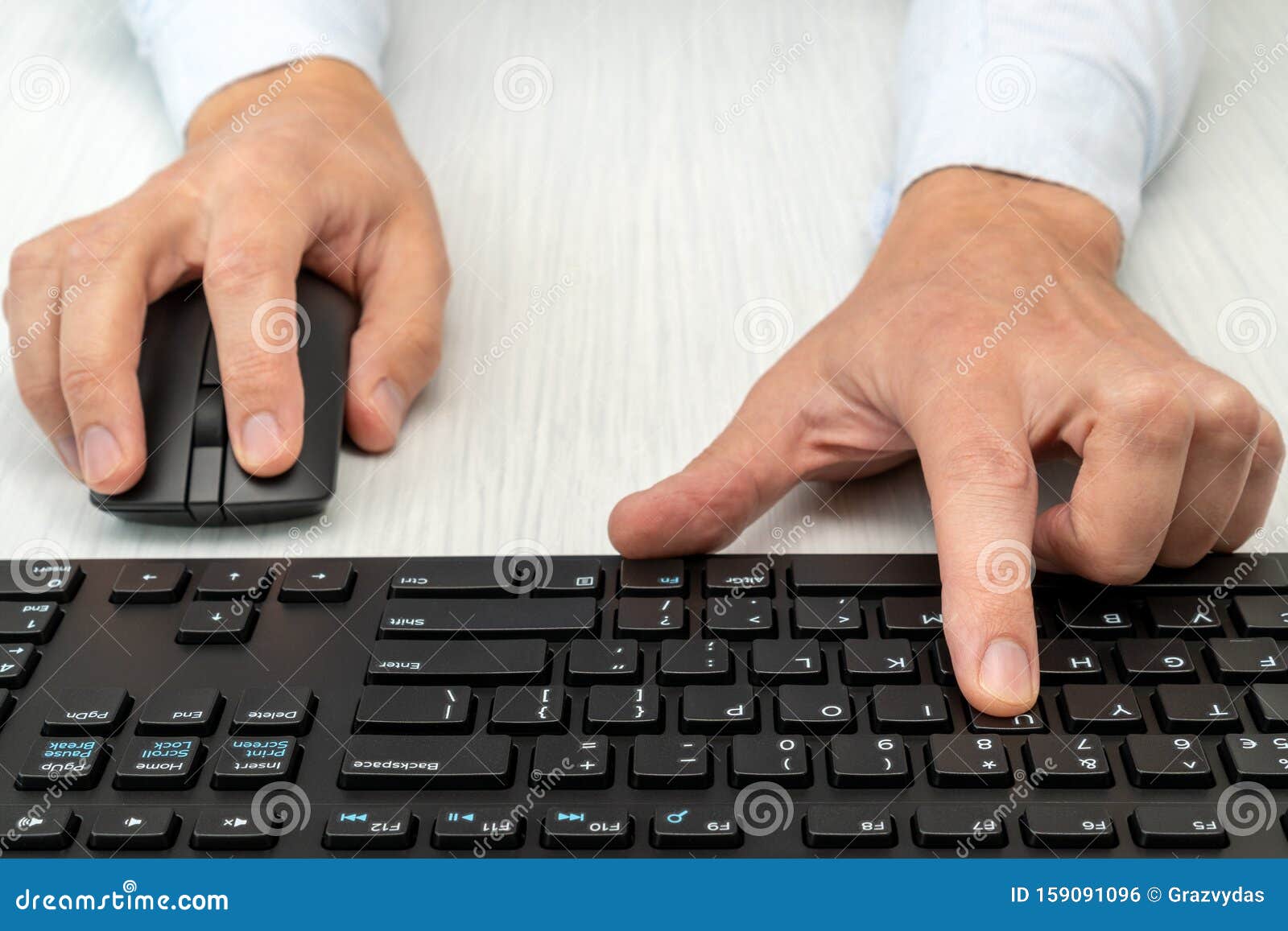 Hands with Computer Mouse and Keyboard Stock Photo - Image of internet ...