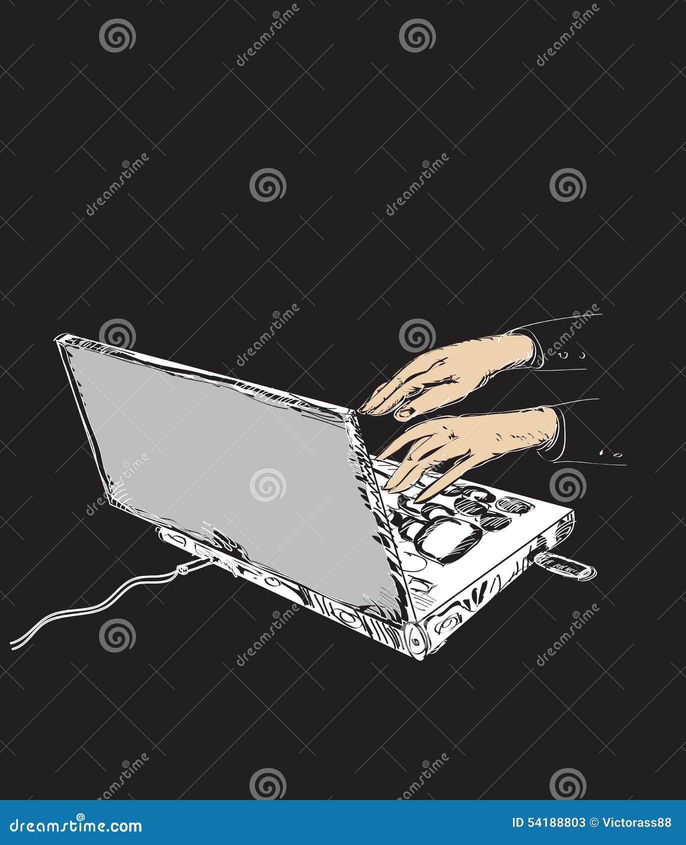 Hands on a Computer stock illustration. Illustration of contemporary ...