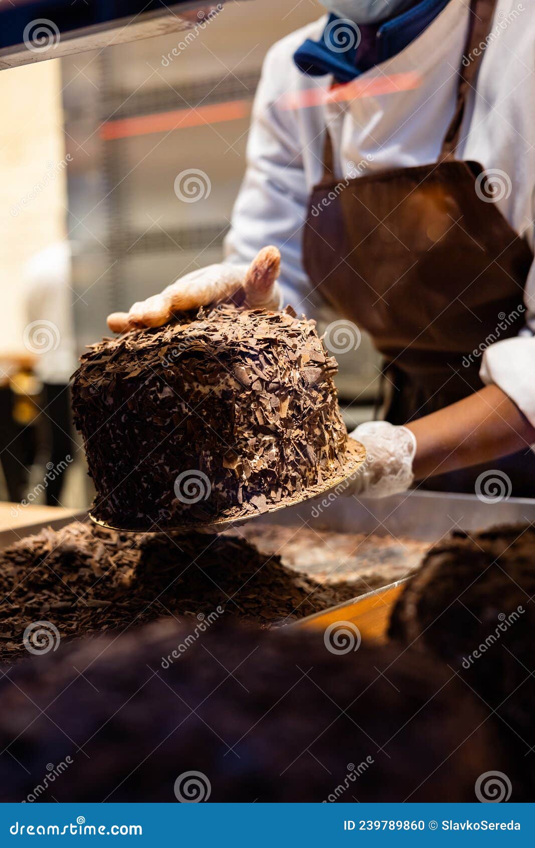 A Hands of Confectioner-chocolatier during at Work. the Making of Cake ...